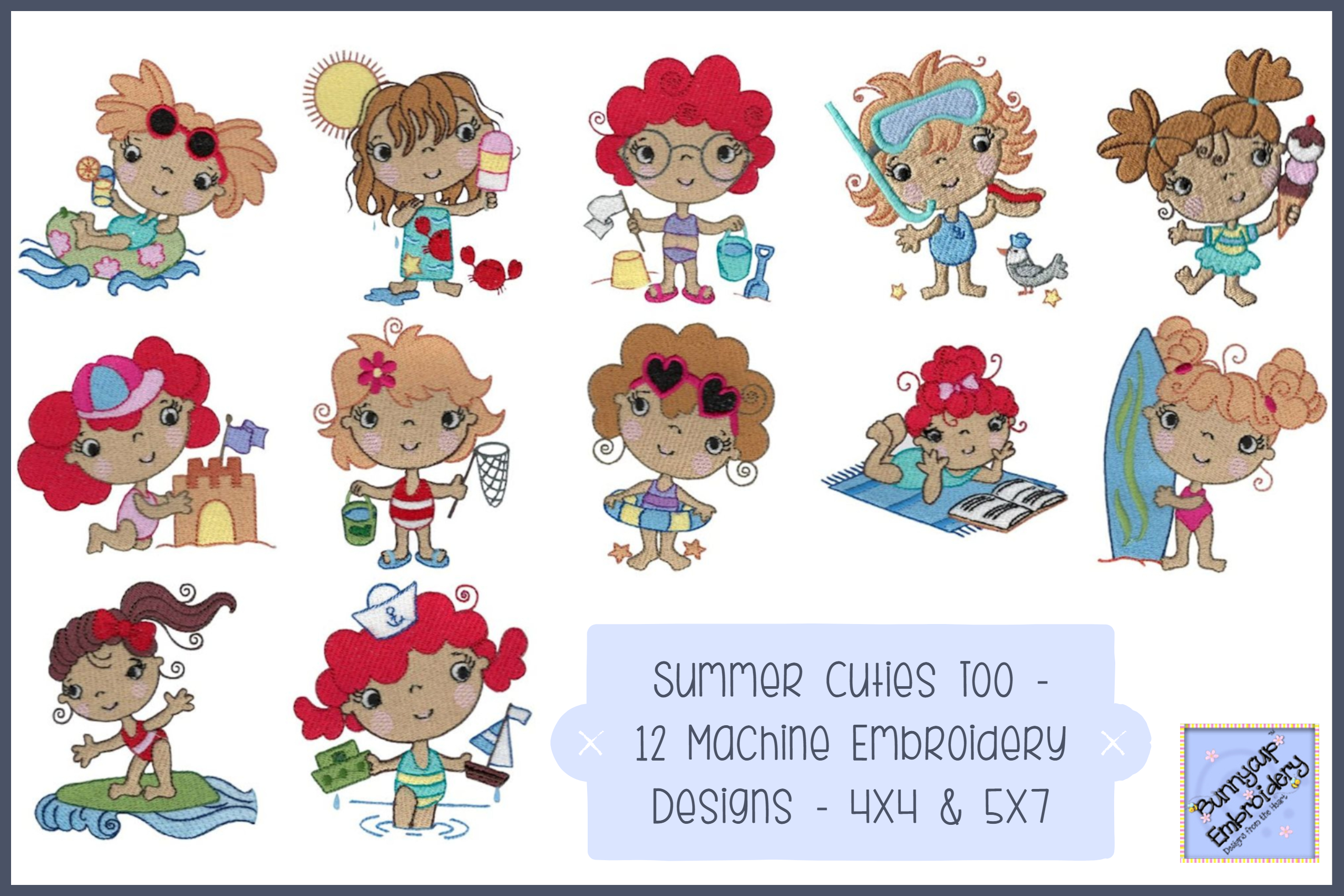 Summer Cuties Too - 12 Machine Embroidery Designs