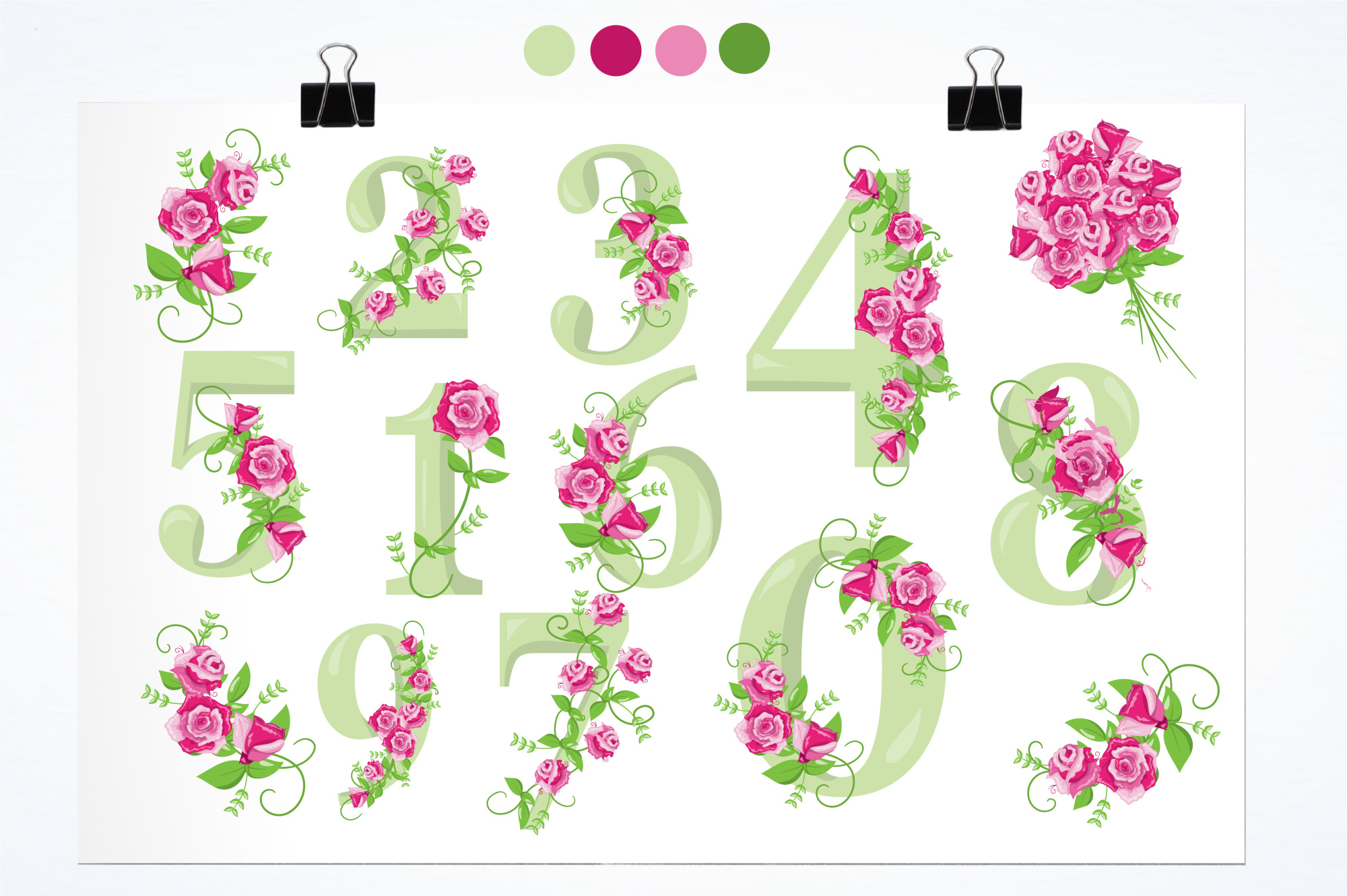 Floral Numbers graphics and illustrations (14645) | Illustrations ...