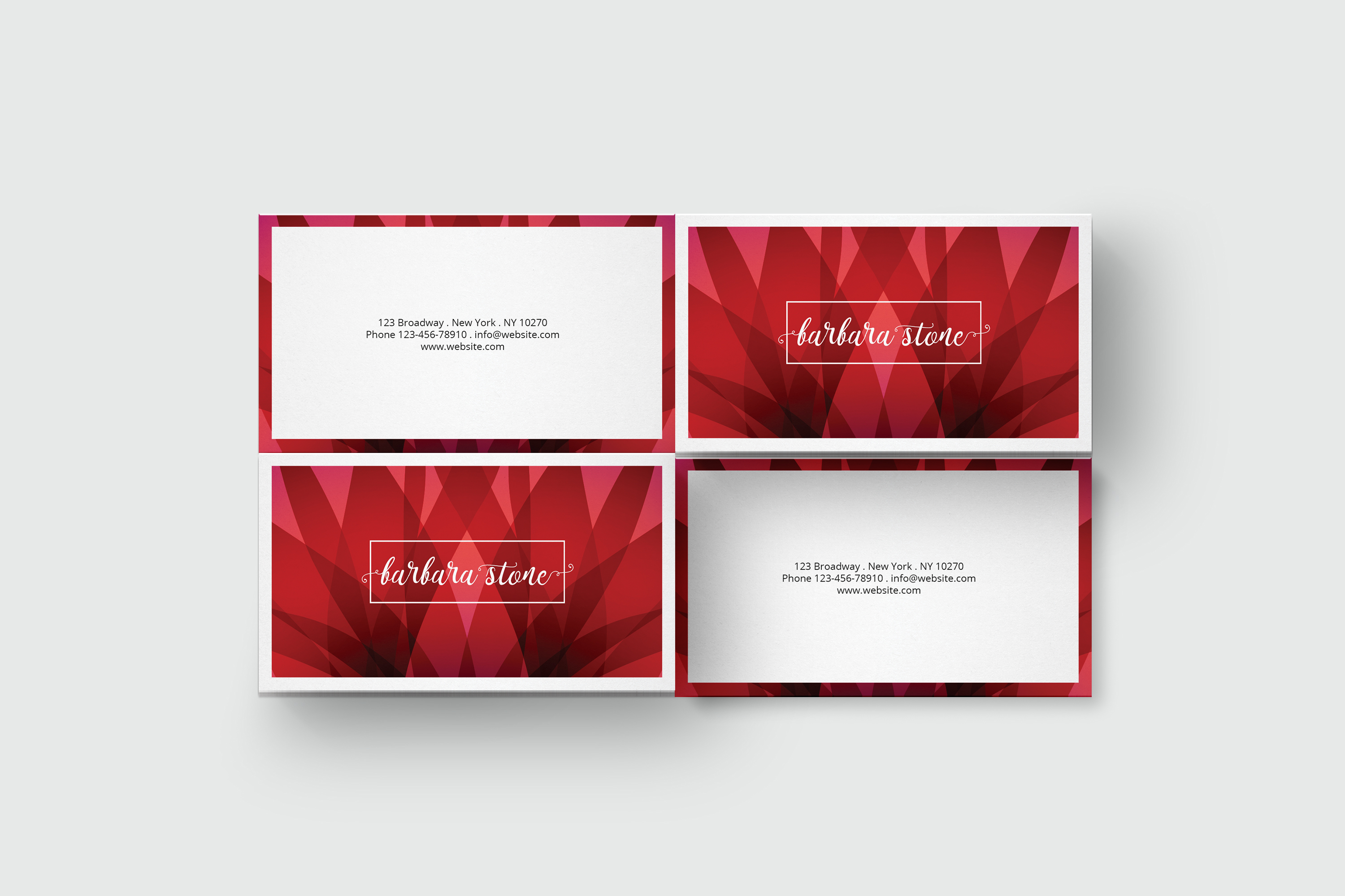 Business card template with abstract red background