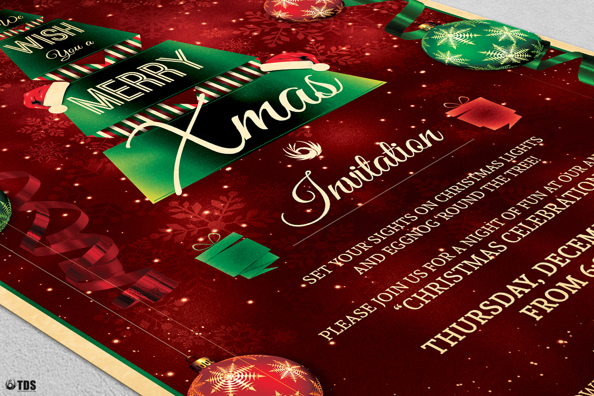 Christmas Invitation Template V7 (33971) | Card Making | Design Bundles