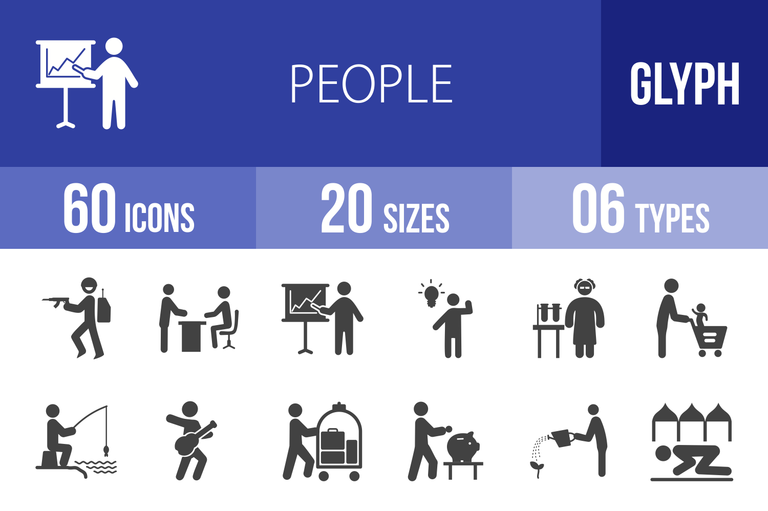 60 People Glyph Icons (51181) | Icons | Design Bundles
