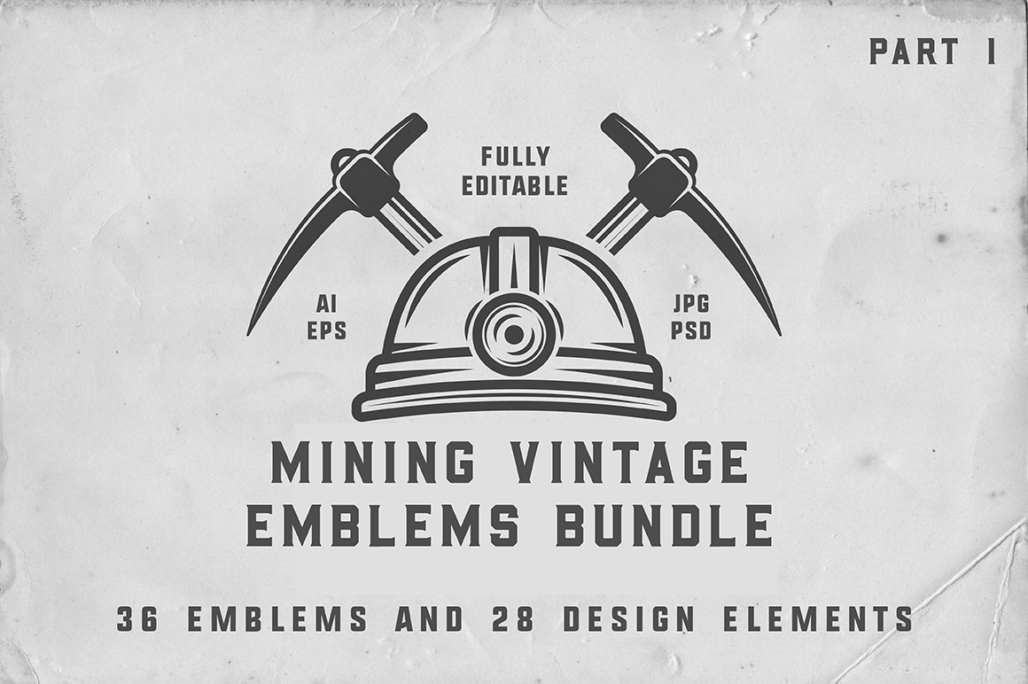 36 Vintage Mining Emblems part 1 (17100) | Logos | Design Bundles