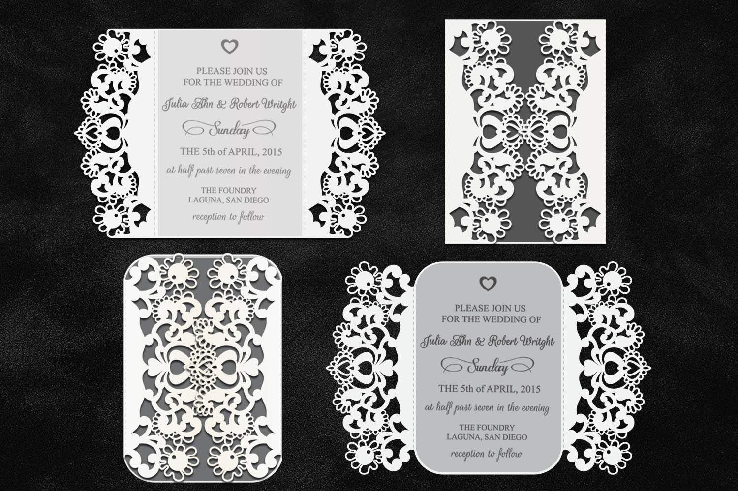 Cricut Wedding Invitation Gate fold Card Laser Cut Rustic