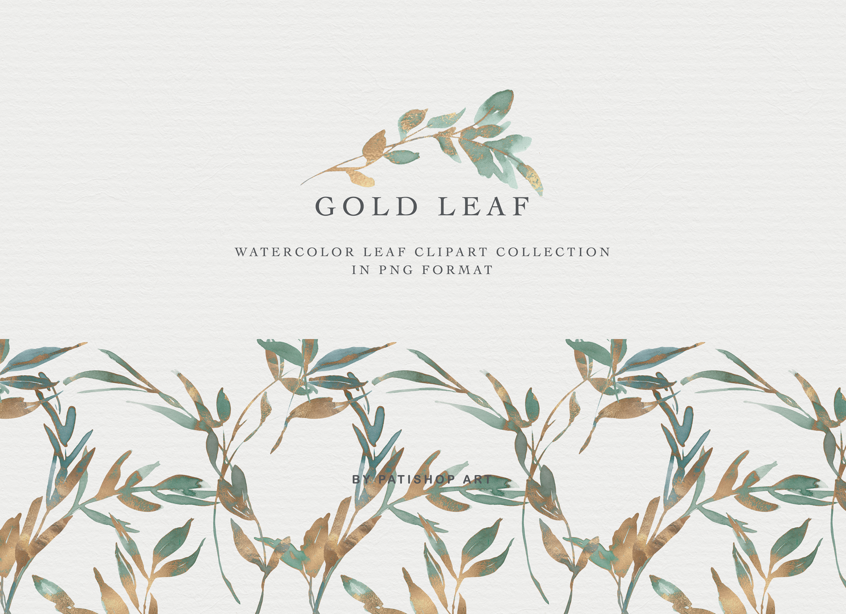 Gold Leaf Watercolor Clipart Collection