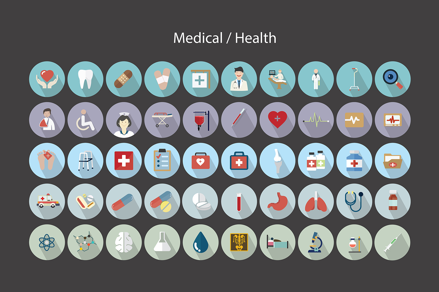 Medical & Health Flat Icons Set