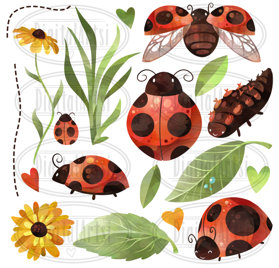 Watercolor Ladybug Clipart