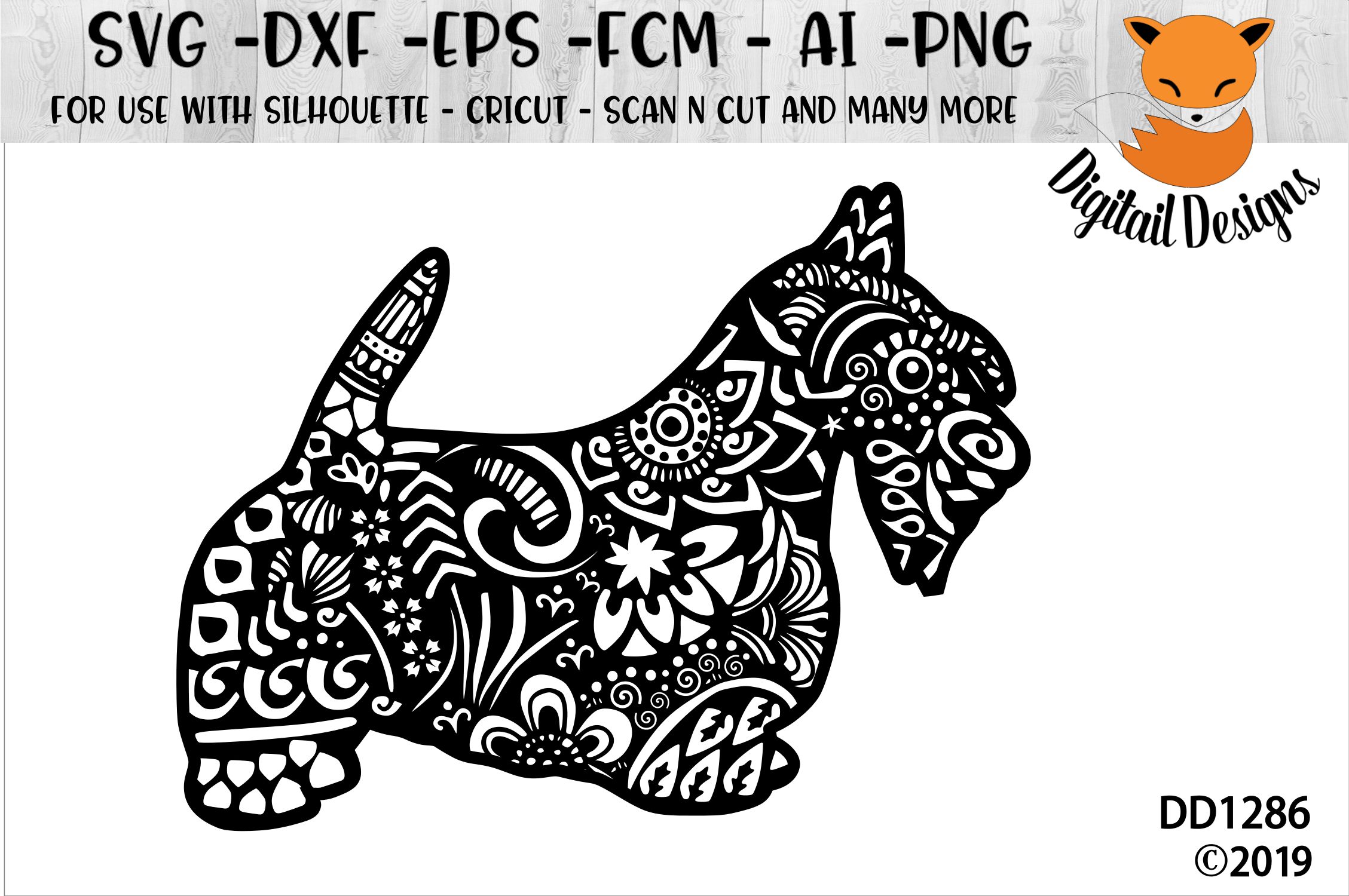 Zentangle Scottie Scottish Terrier SVG (207328) | Cut Files | Design ...