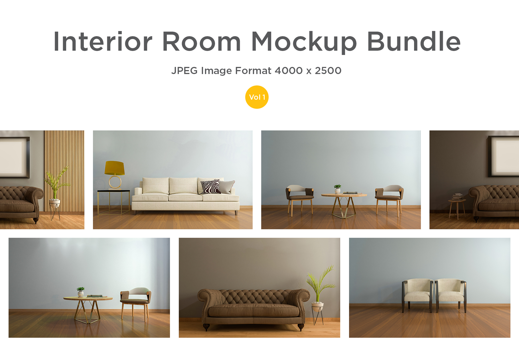 10 Images 3D Interior Room Mockup Bundle Vol 1