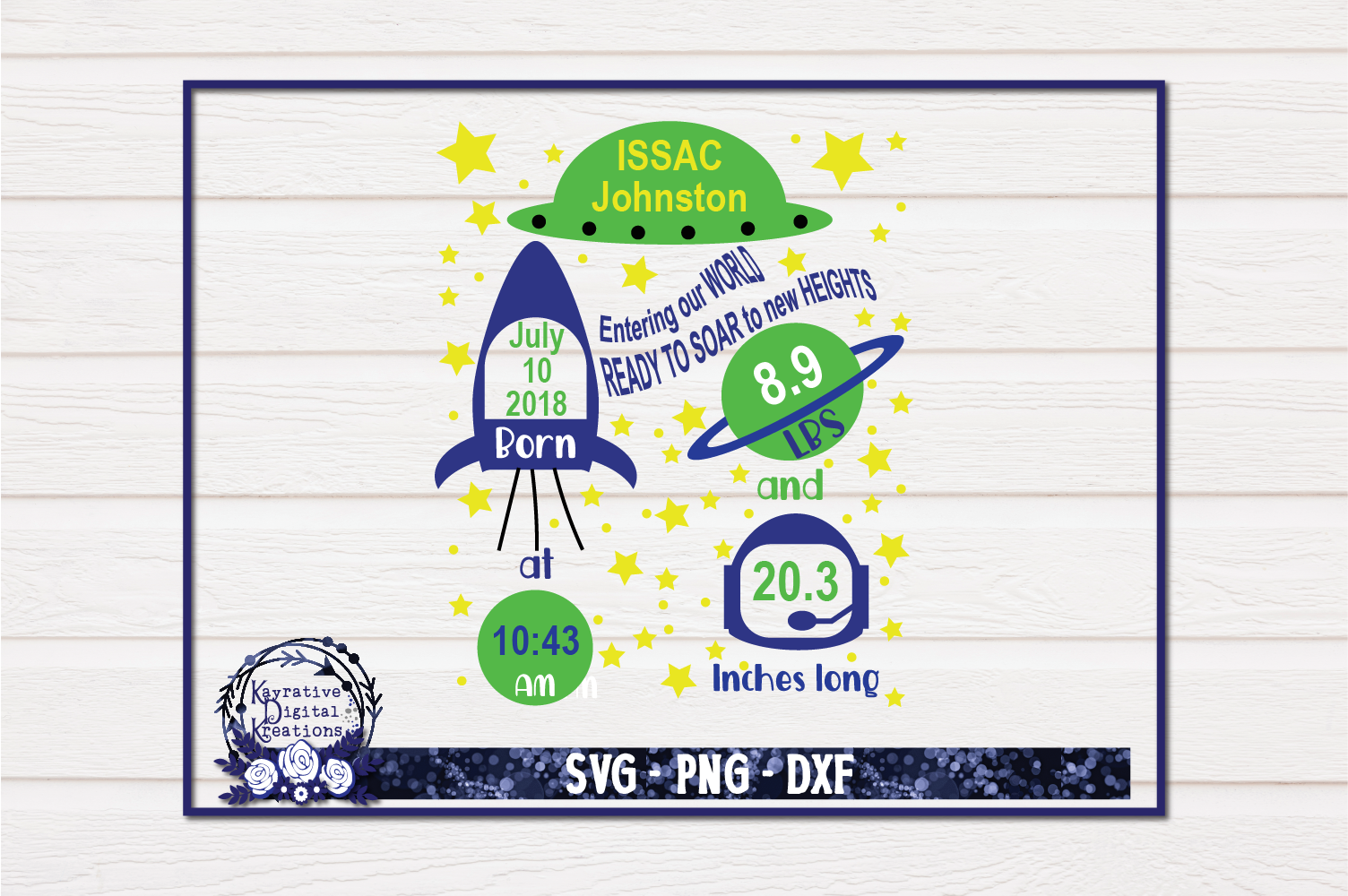 Space Birth Stat SVG - Baby Birth Stat SVG (355232) | SVGs | Design Bundles