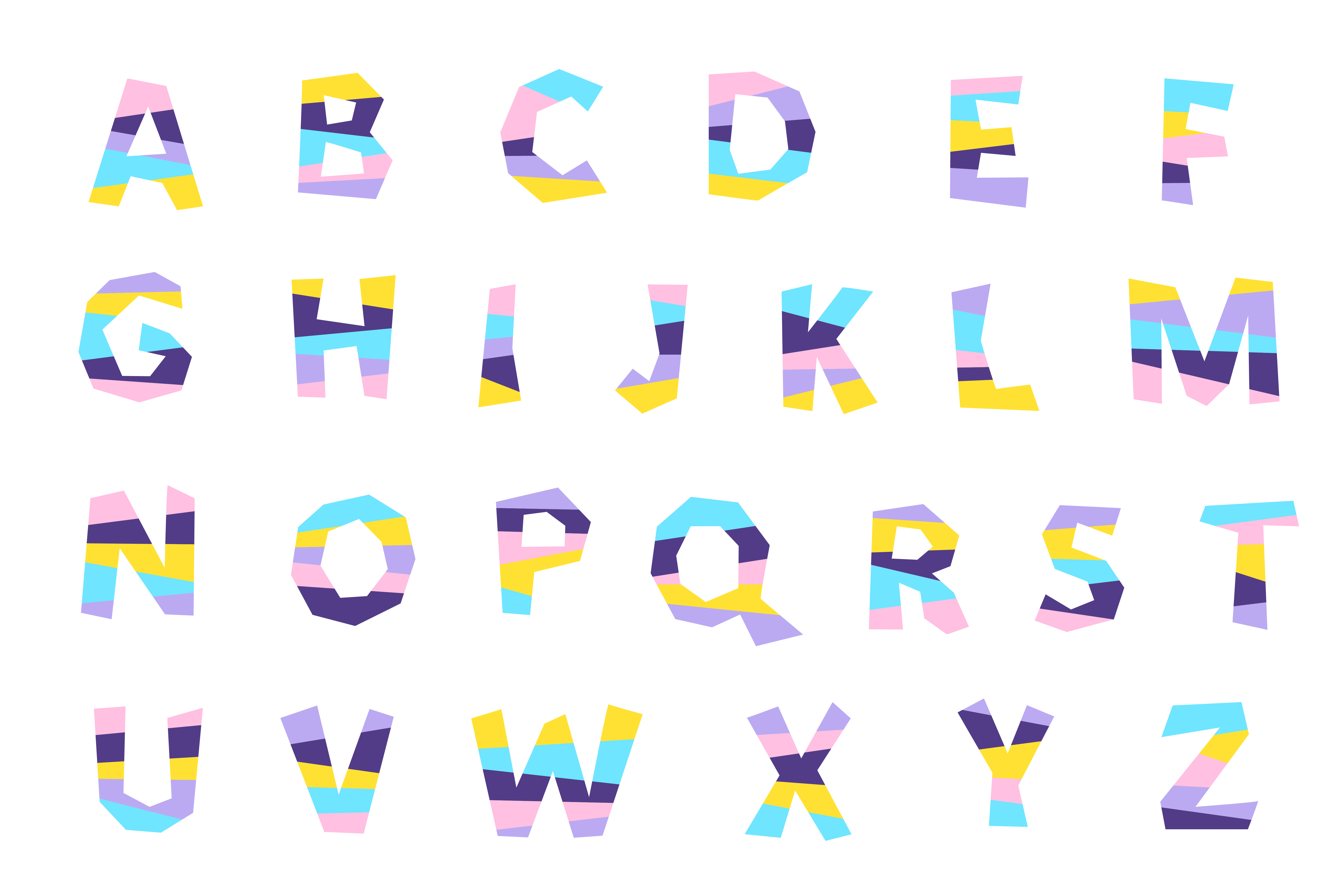 Vector alphabet, A to Z funny letters