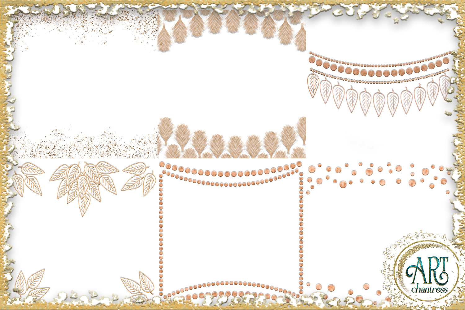 Luxury Rose Gold Glitter Seamless Digital Papers,Borders Set (140953 ...