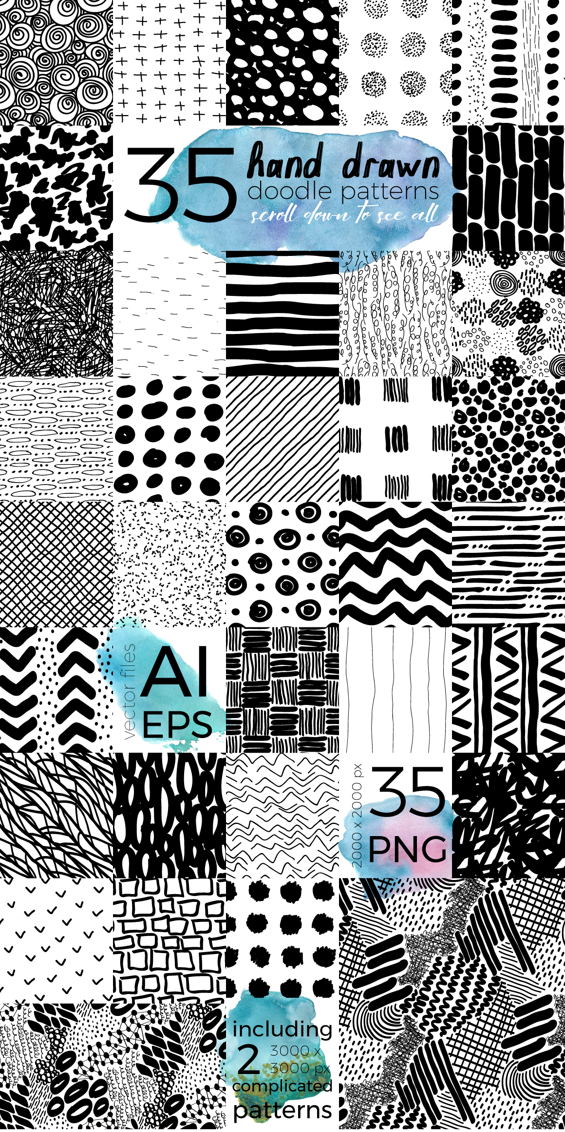 Hand Drawn Doodle Patterns Set (79079) | Patterns | Design Bundles