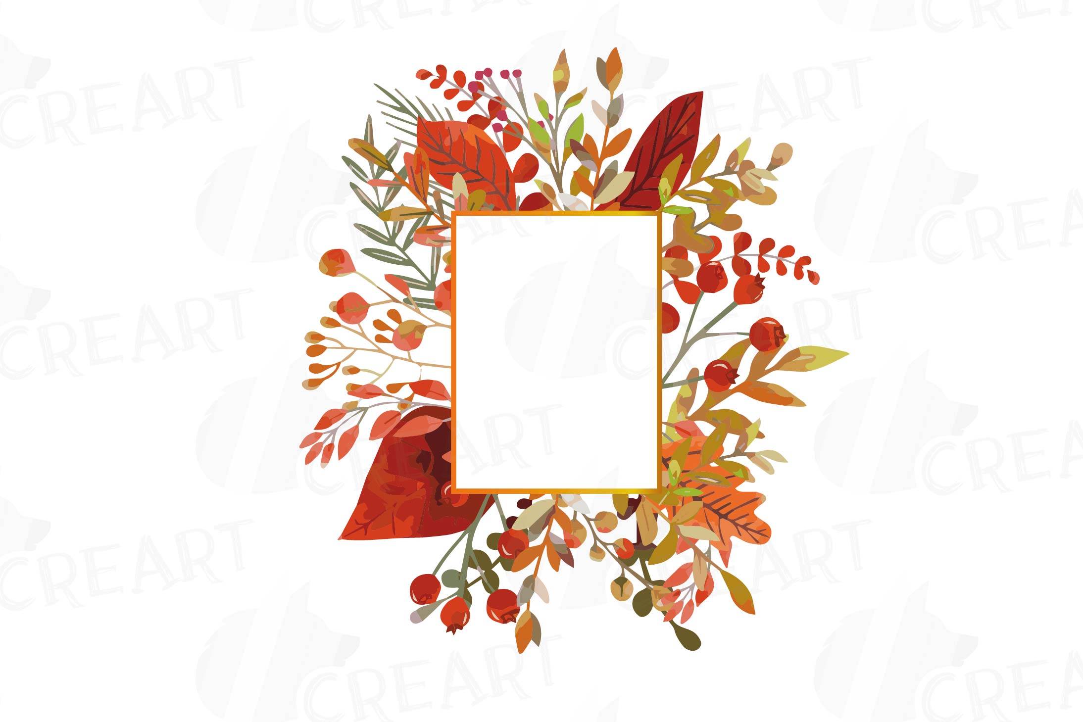 Autumn frames watercolor clip art pack, fall design borders (148460 ...