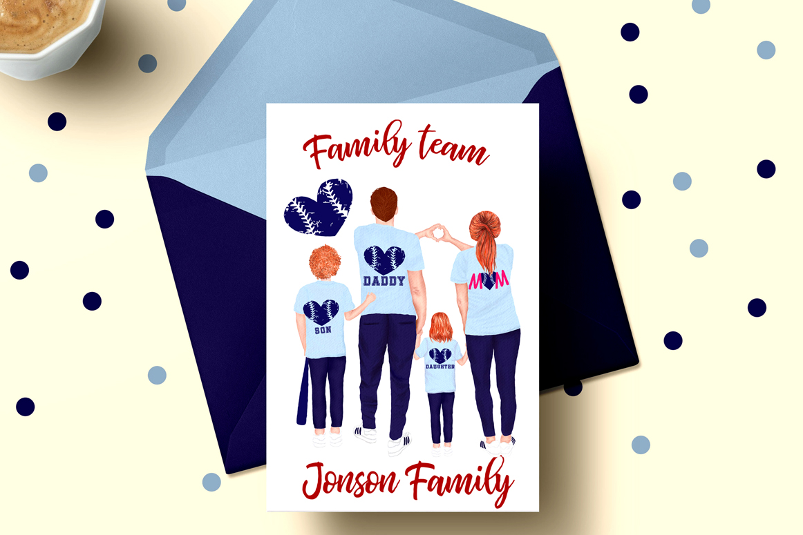 Sport Family Clipart, BASEBALL FAMILY, Dad Mom Children