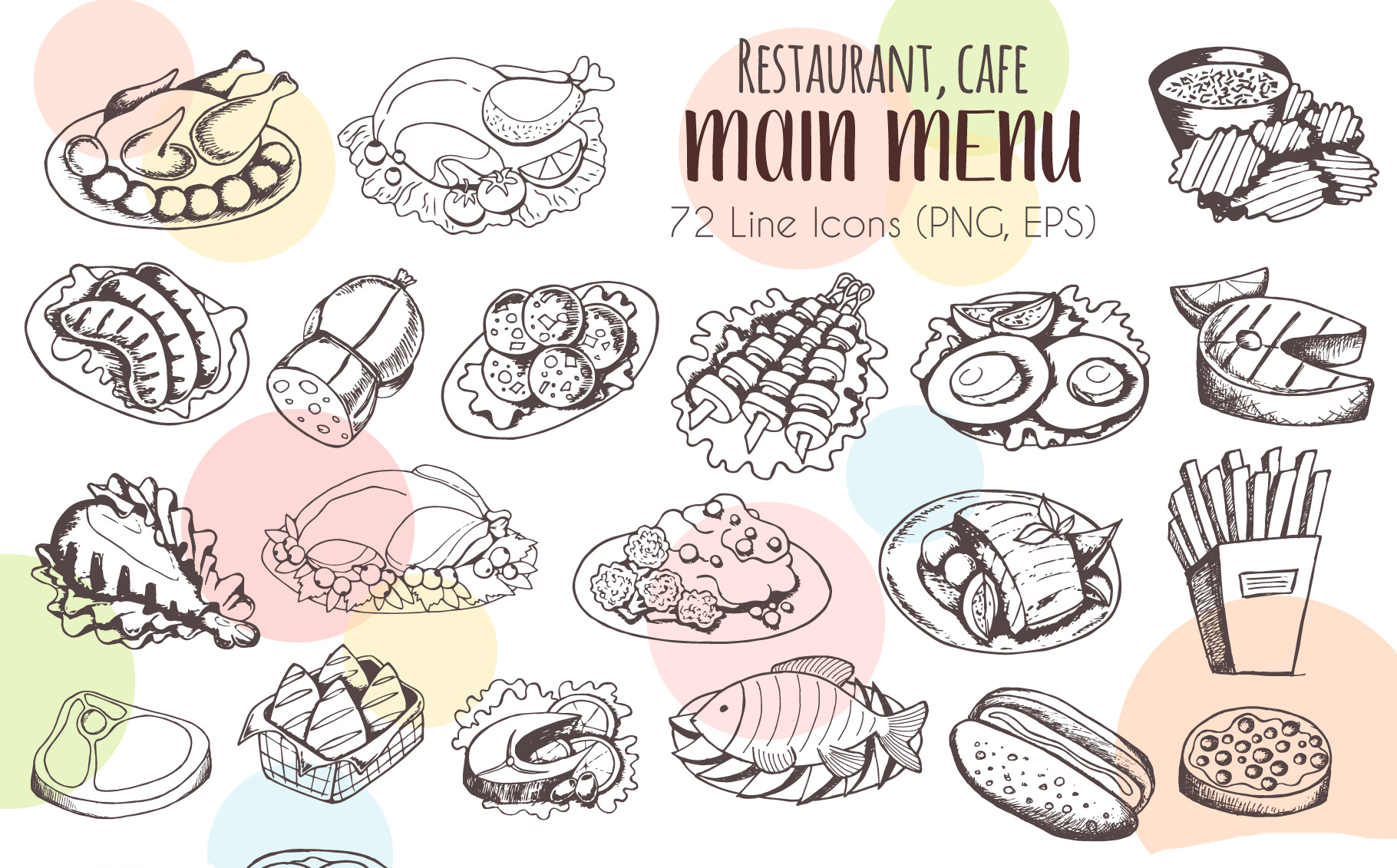 Restaurant Menu - 430 vector food icons