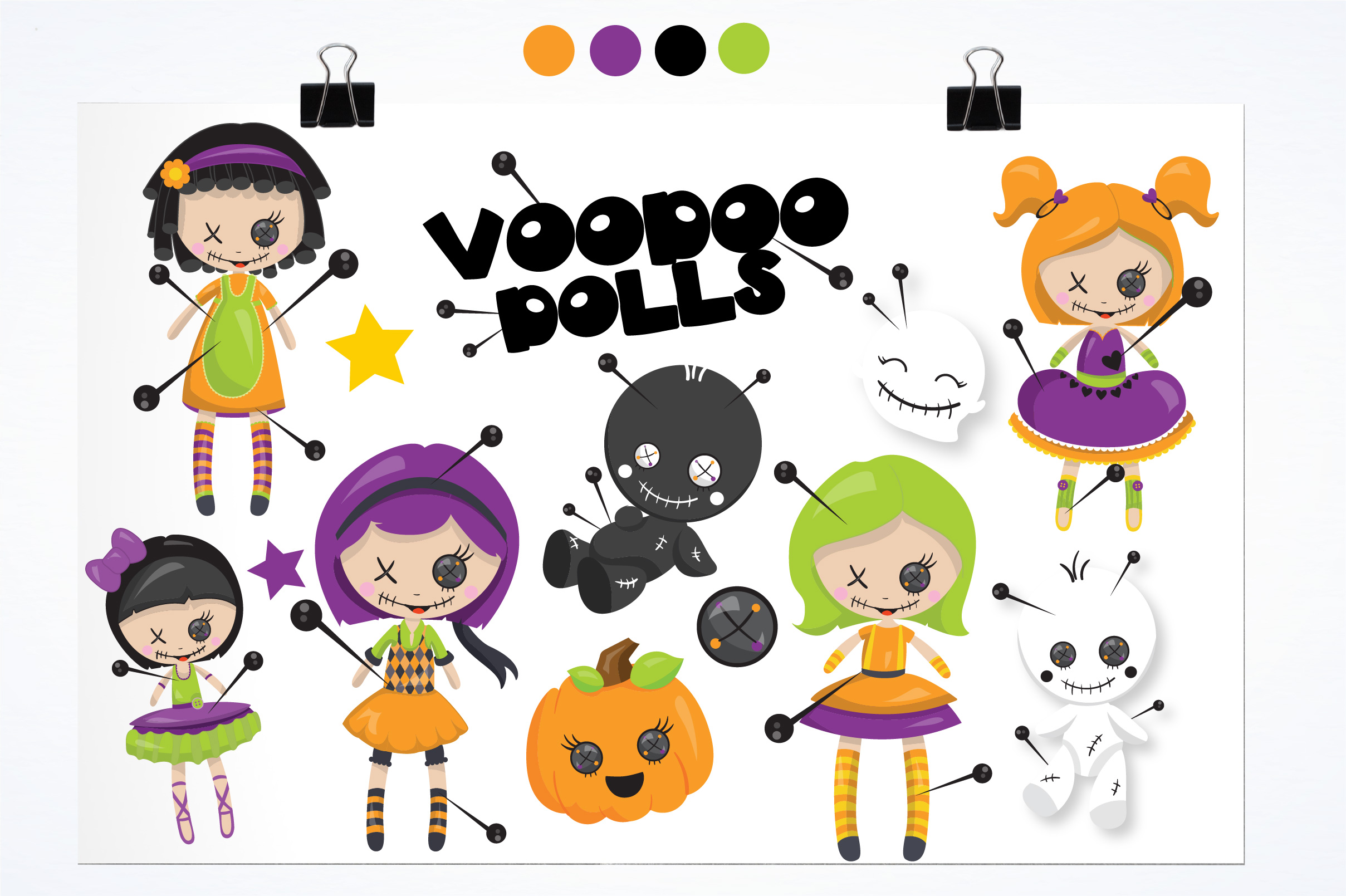 Voodoo dolls graphics and illustrations