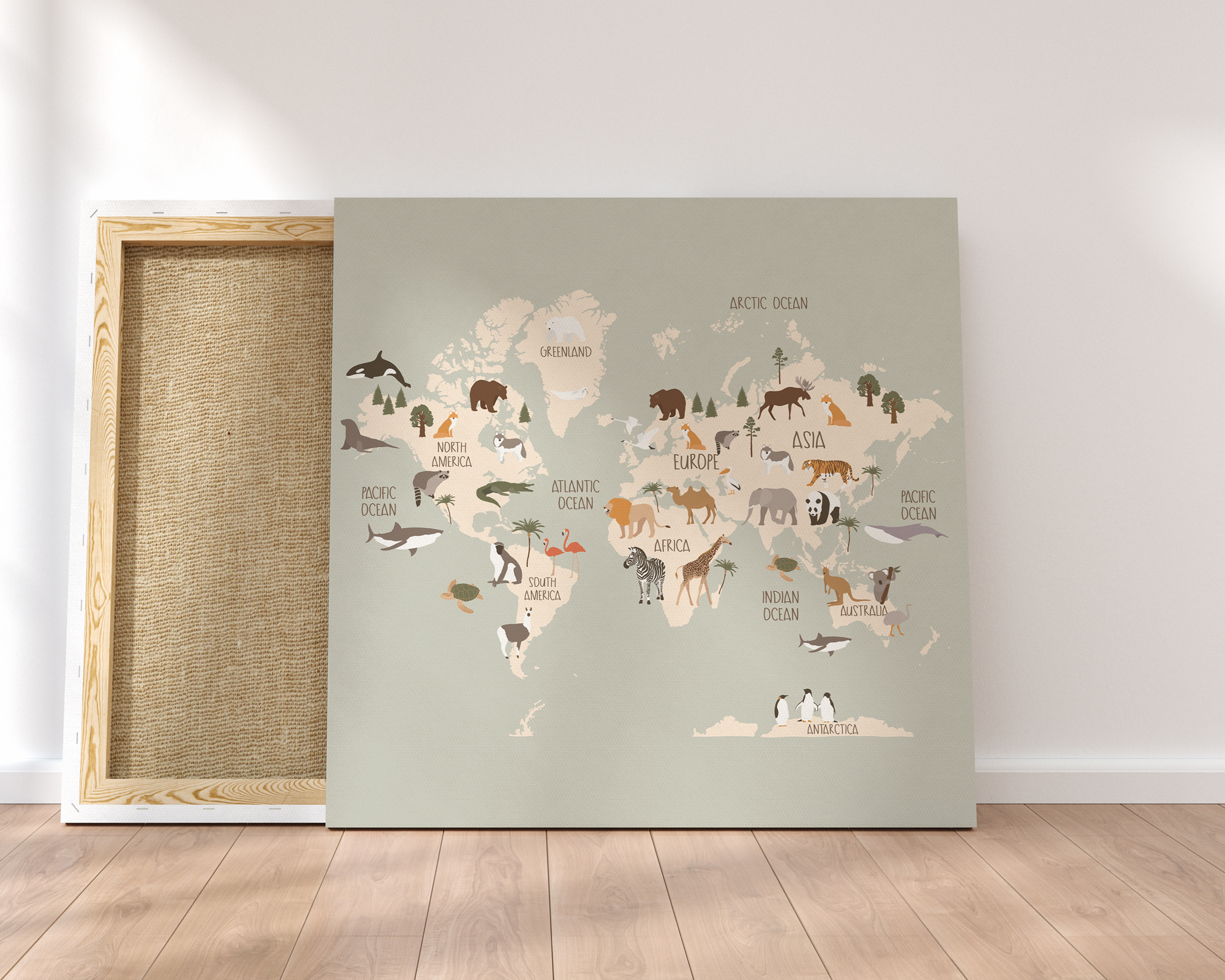 World Map with animals