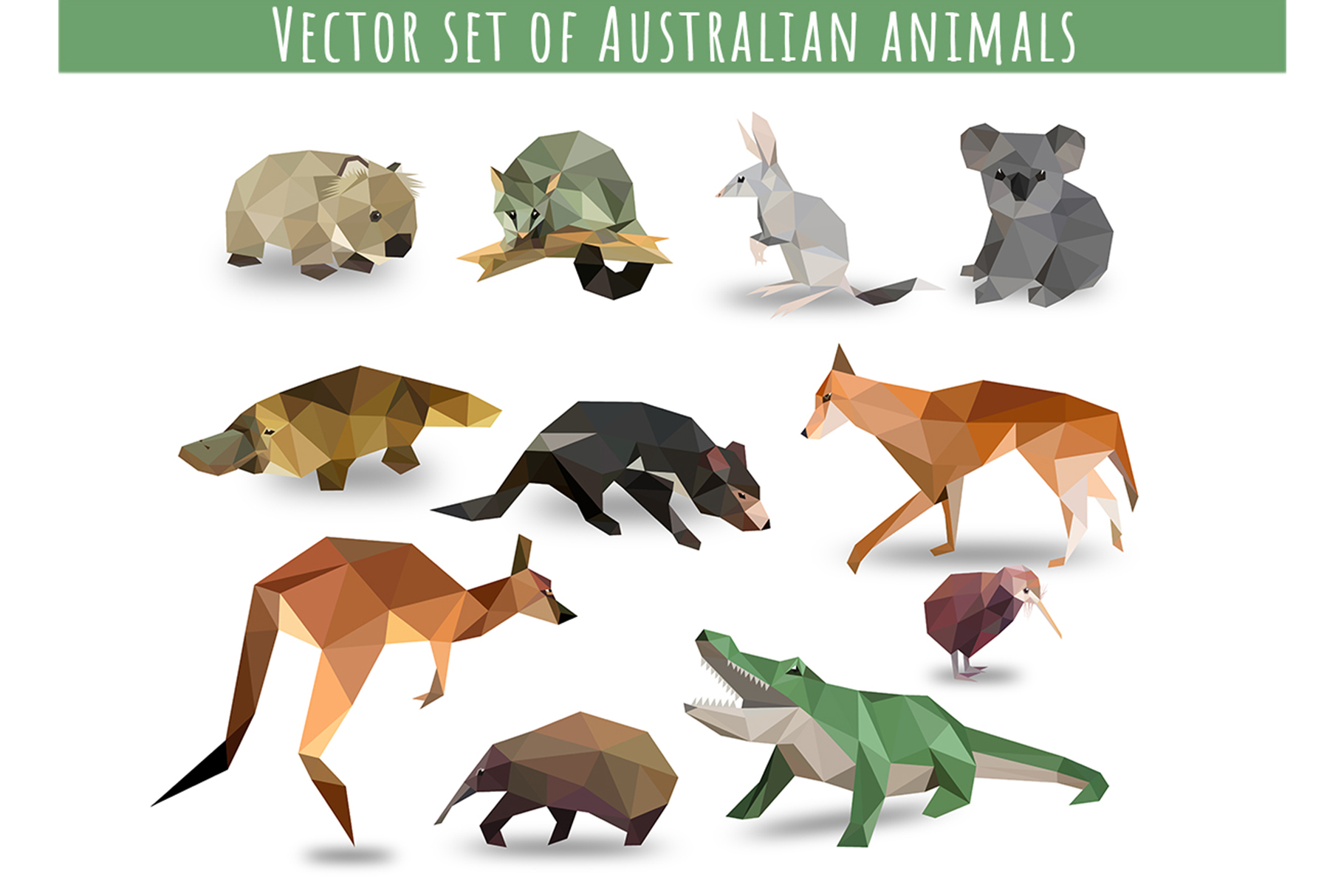 Vector Animals Bundle in low poly style (160283) | Illustrations ...