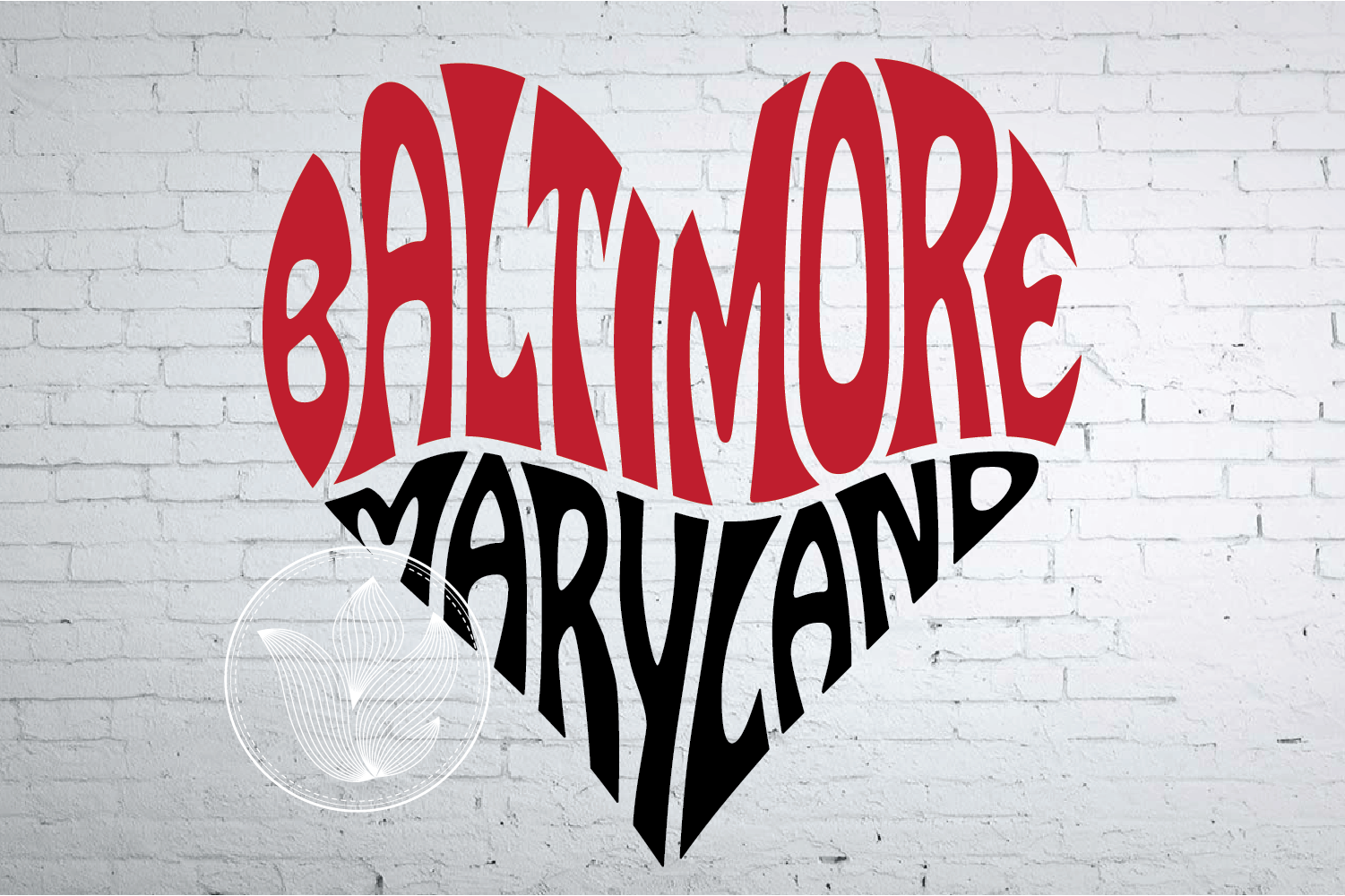 Baltimore Maryland word art heart