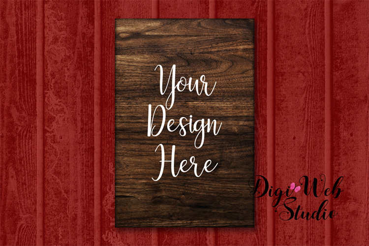 Wood Sign Mockup - Rectangle Wood Sign on Red Barn Wood (261029 ...