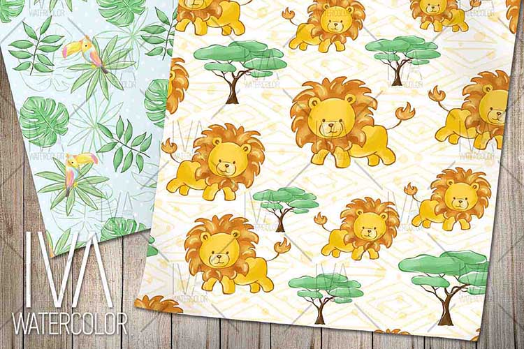 Baby Animals digital paper, Zoo Jungle animals digital paper
