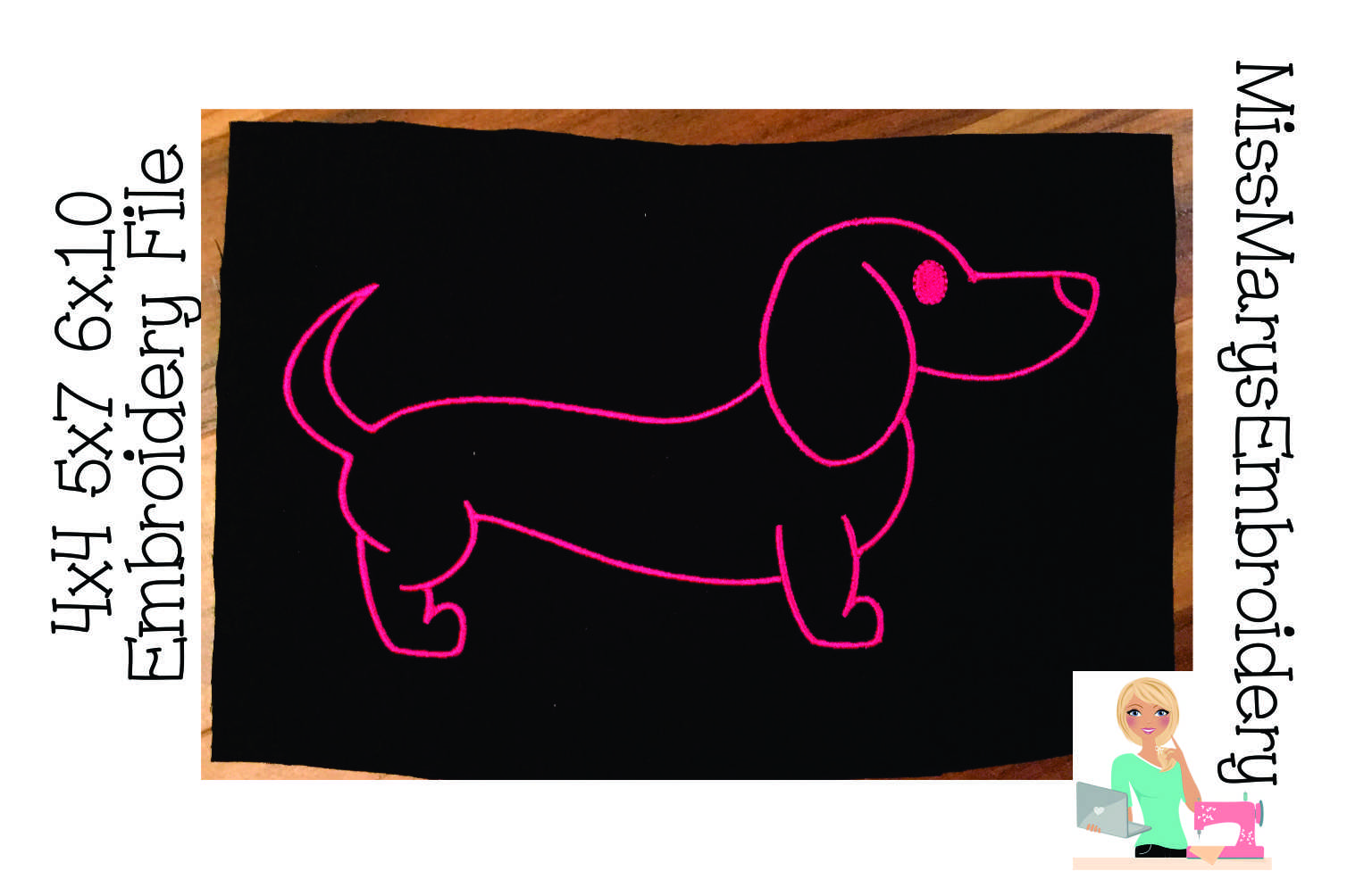 Dachshund Outline Embroidery File (313583) | Designs | Design Bundles
