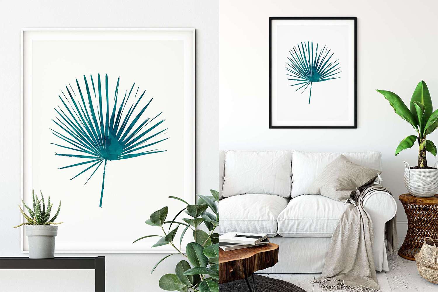 Blue Palm Print, Printable Wall Art (209745) | Illustrations | Design ...