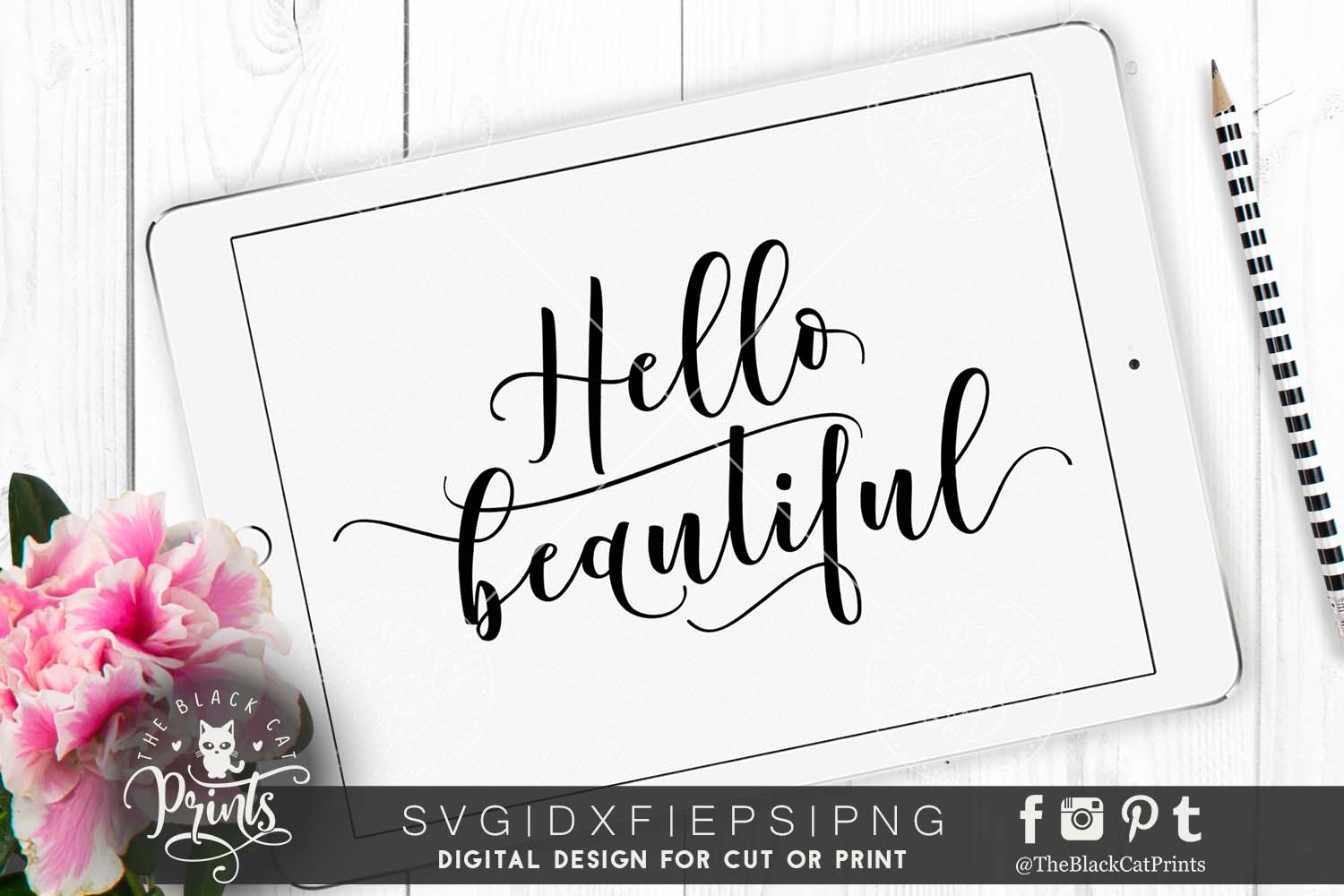 Hello beautiful SVG DXF PNG EPS (37452) | Cut Files | Design Bundles