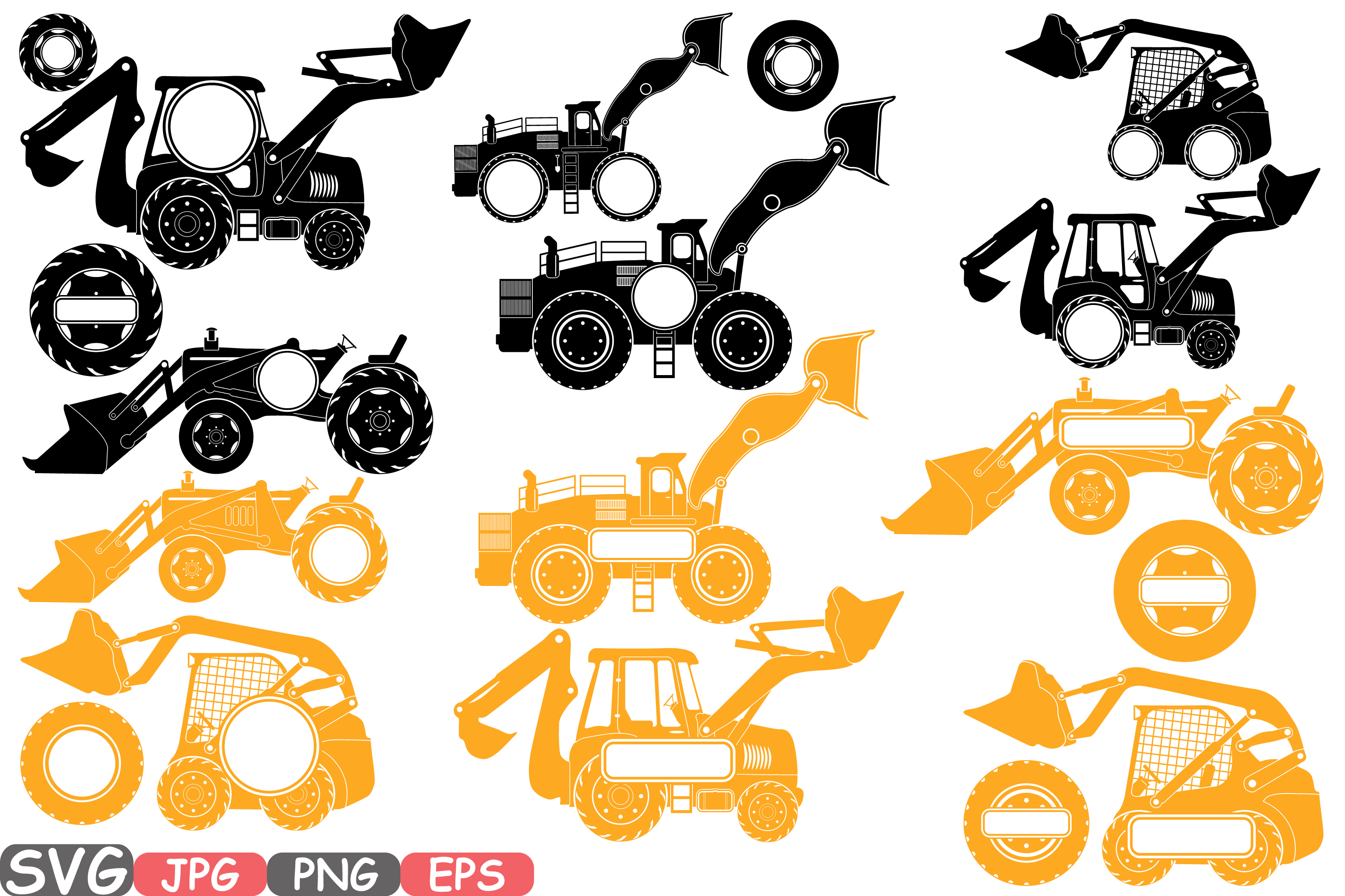 Construction Cars Excavator stickers builders Clipart -604S (68617 ...