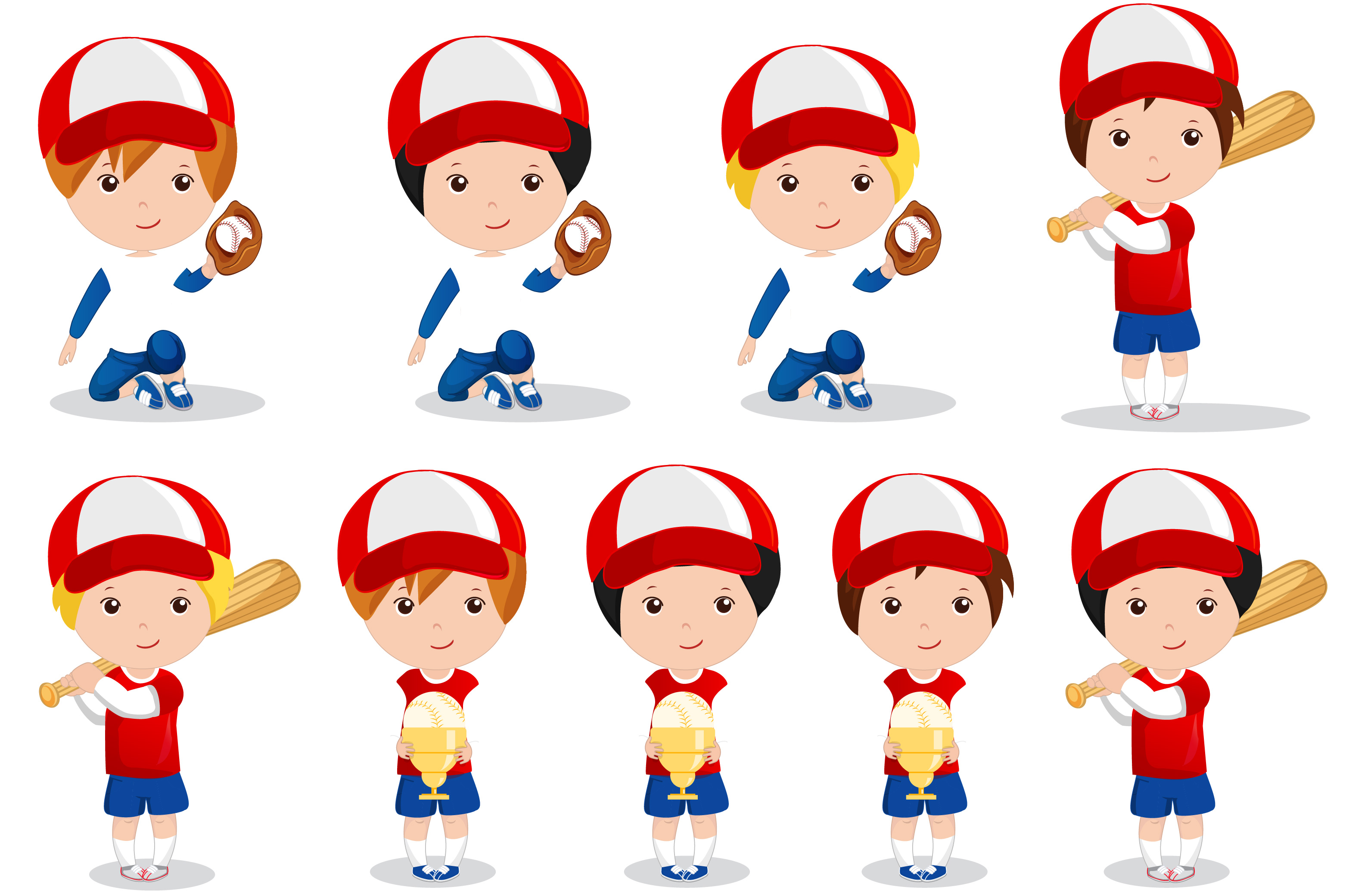 Baseball boy illustration, Baseball boy digital papers (25107 ...