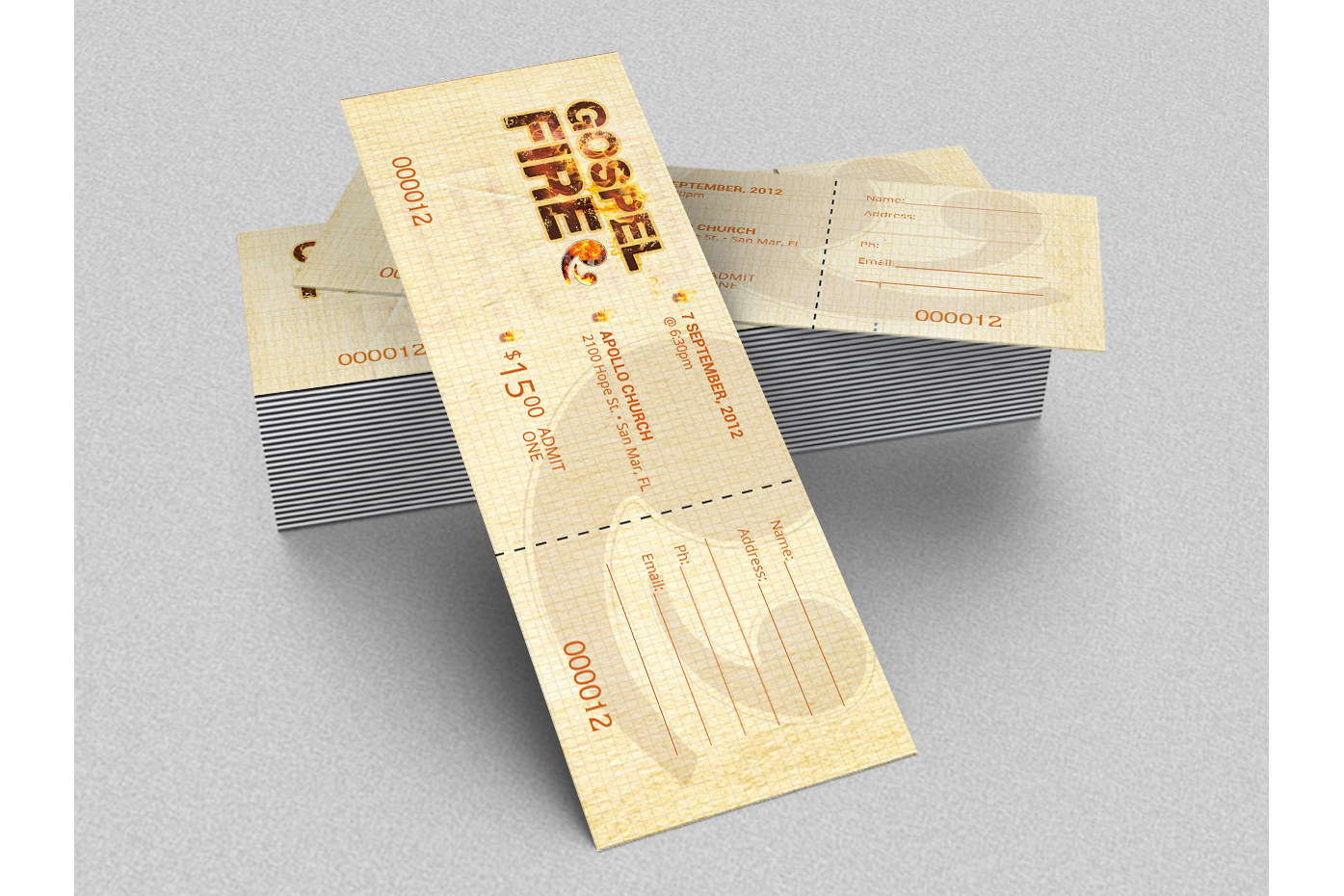 Gospel Fire Ticket Template (4339) | Card Making | Design Bundles
