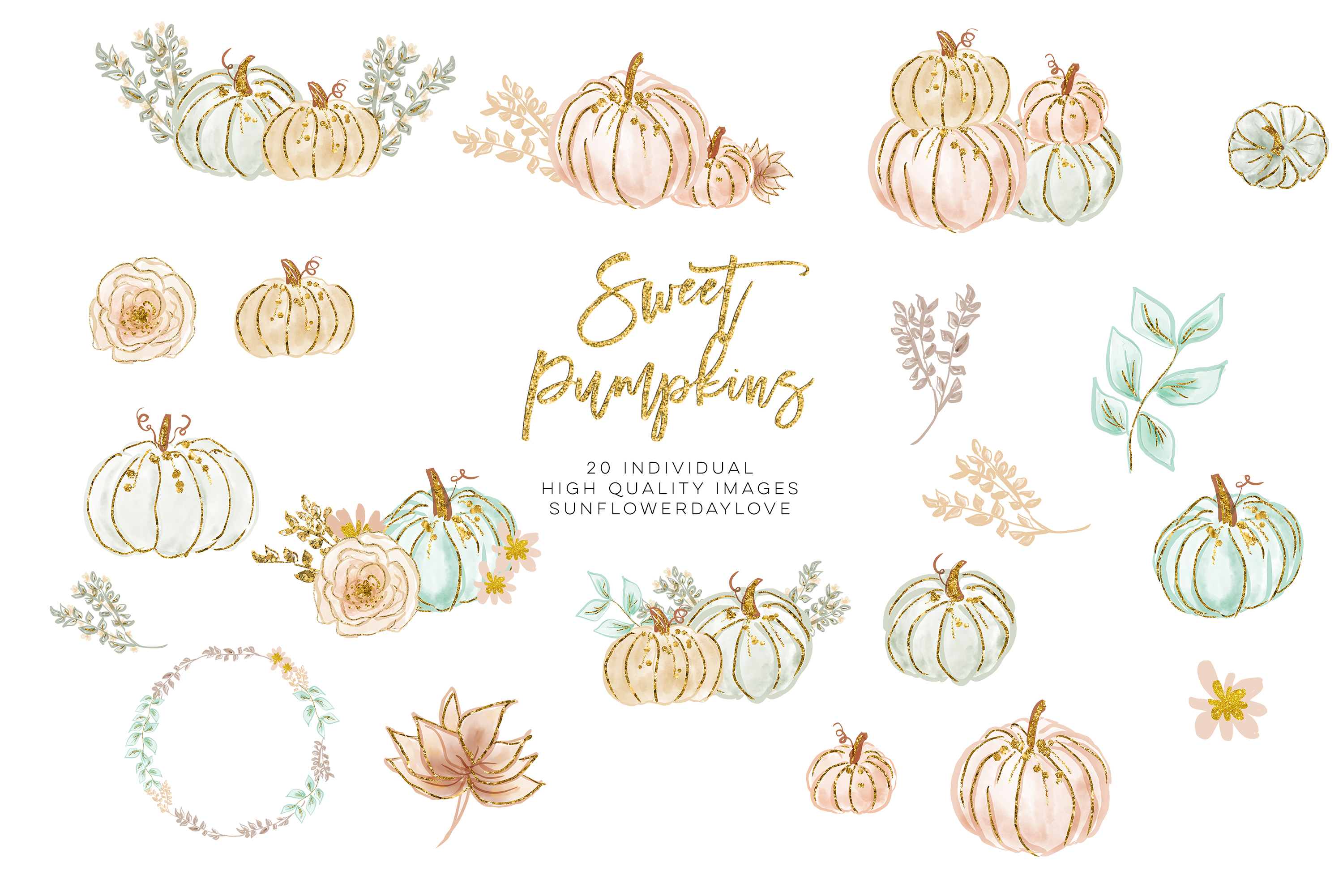 Pumpkin Clip Art, Pastel Hand Drawn Autumn Graphics (296981 ...