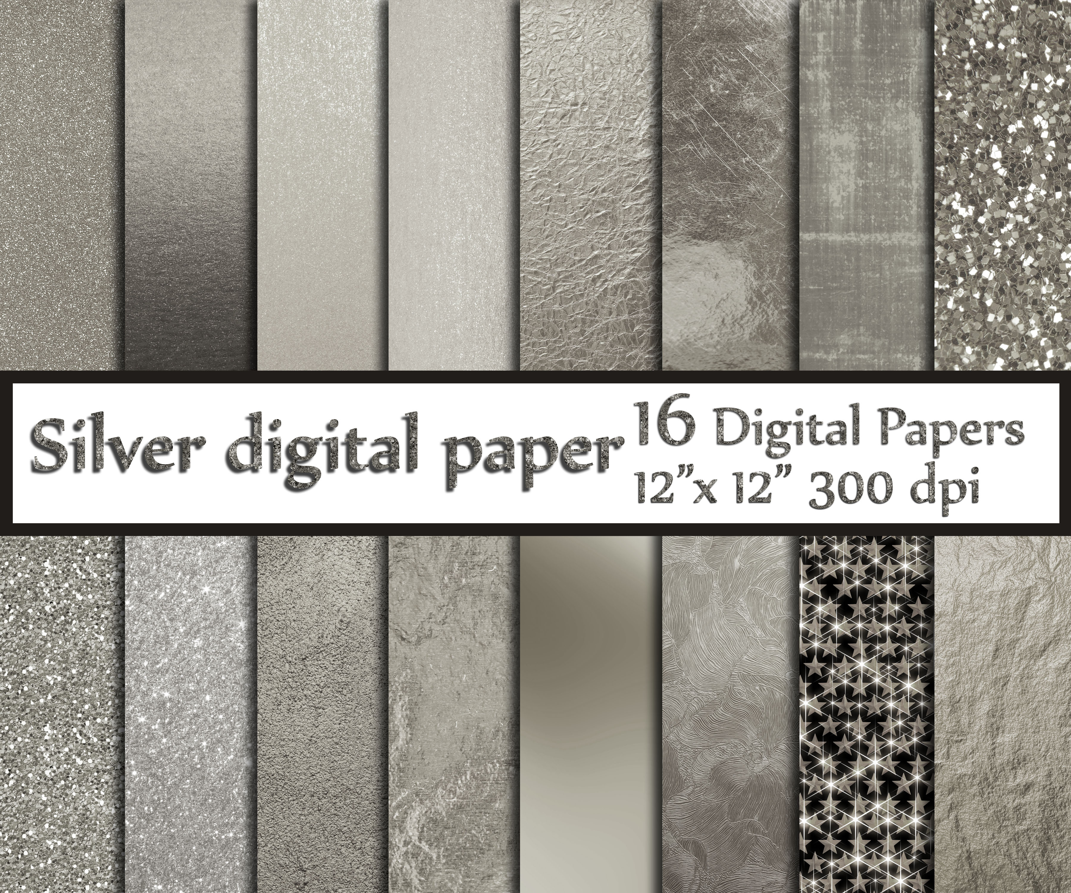 Silver Digital Paper (30042) | Backgrounds | Design Bundles