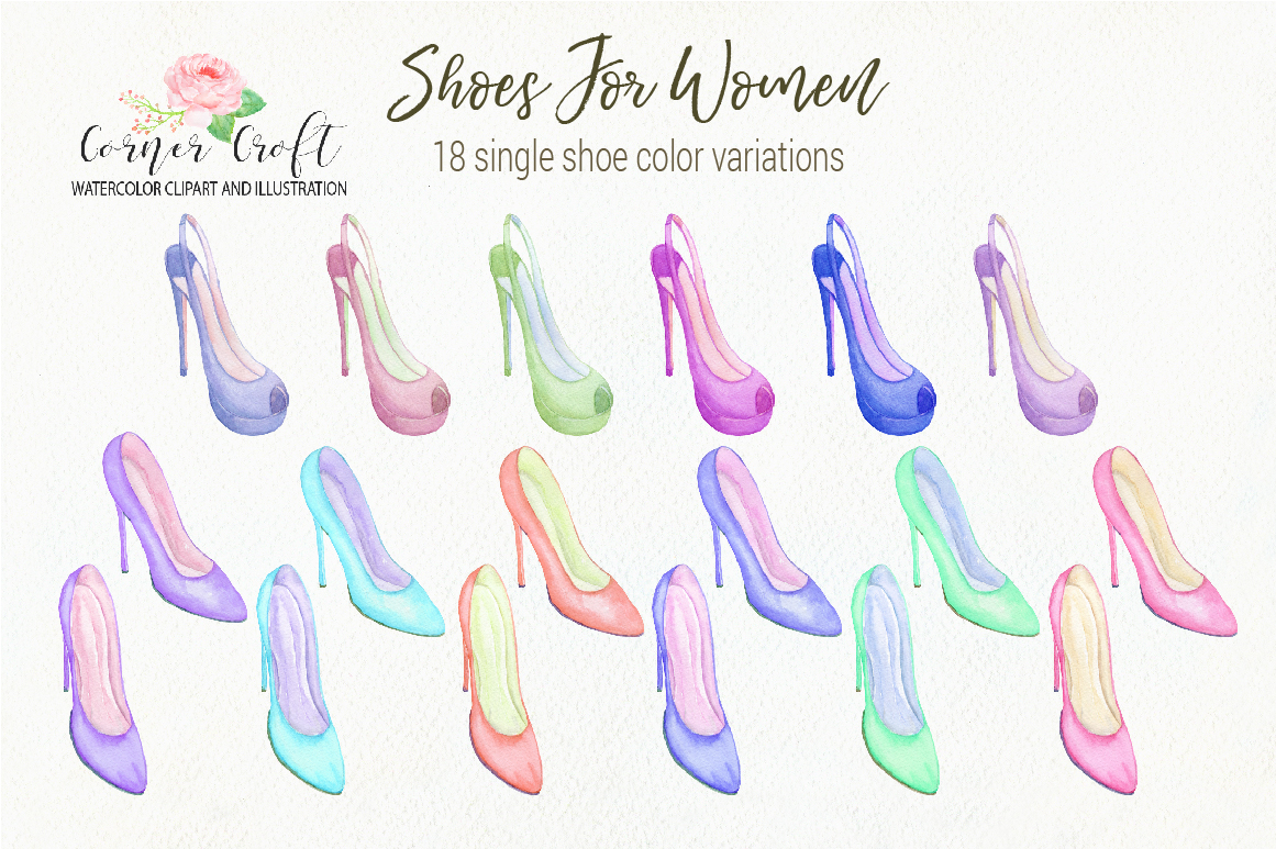 Watercolor shoes for women, high heel shoes clipart (69846 ...