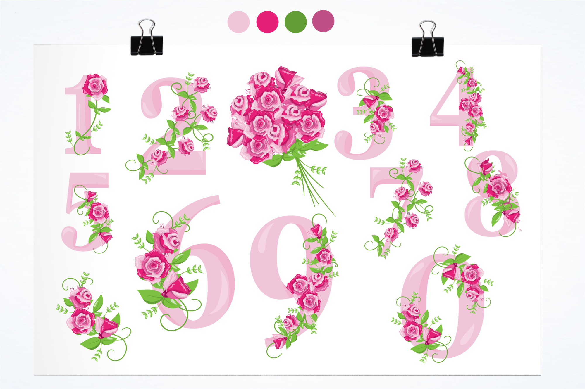 Floral Numbers graphics and illustrations (14647) | Illustrations ...