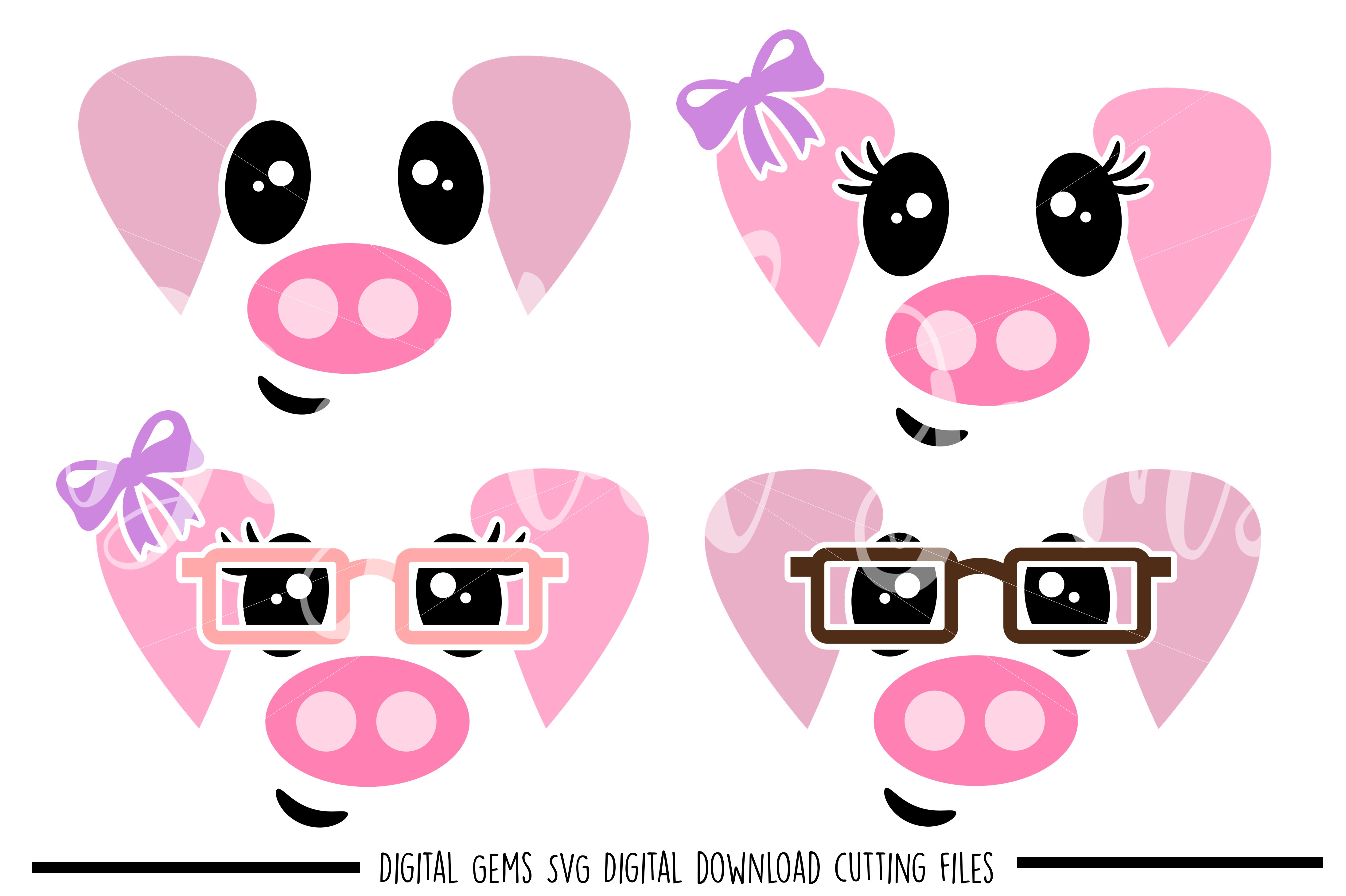 Pig Faces SVG / DXF / EPS / PNG files
