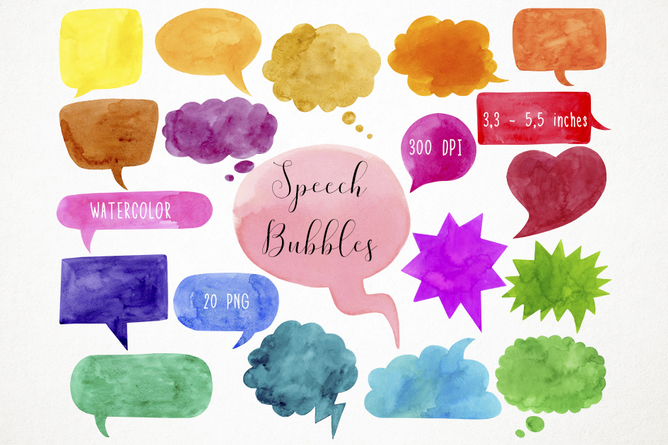 Watercolor Speech Bubbles Clipart, Bubbles Talk (101719 ...