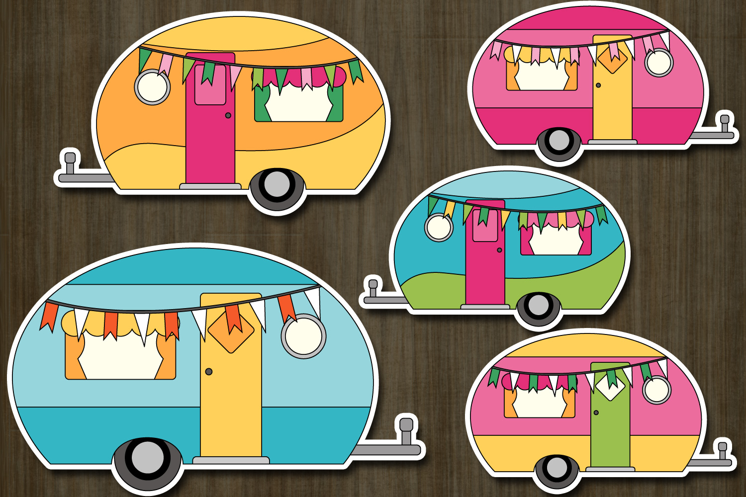 Camper caravan RV graphics illustrations