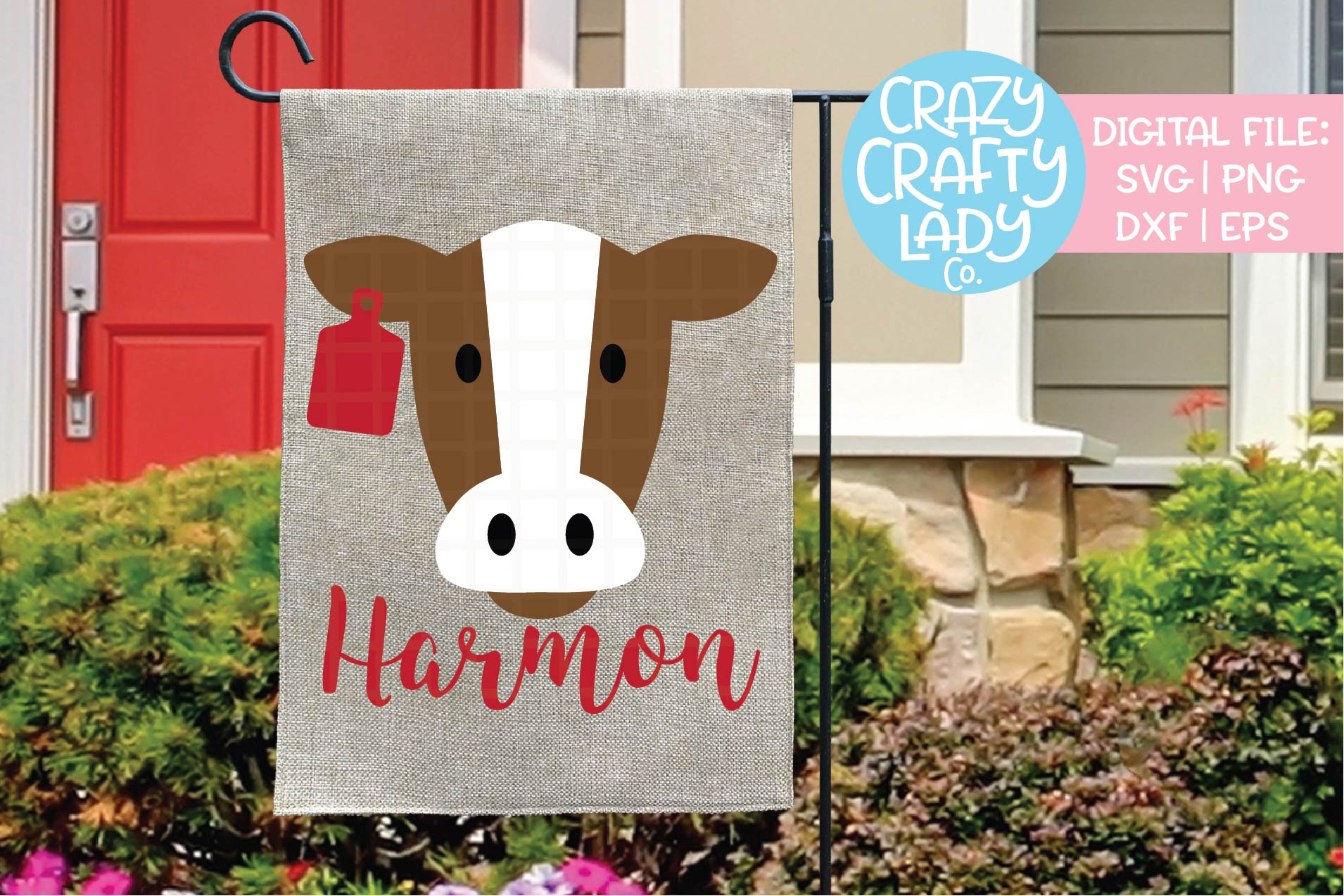 Cow with Ear Tag Farm Animal SVG DXF EPS PNG Cut File