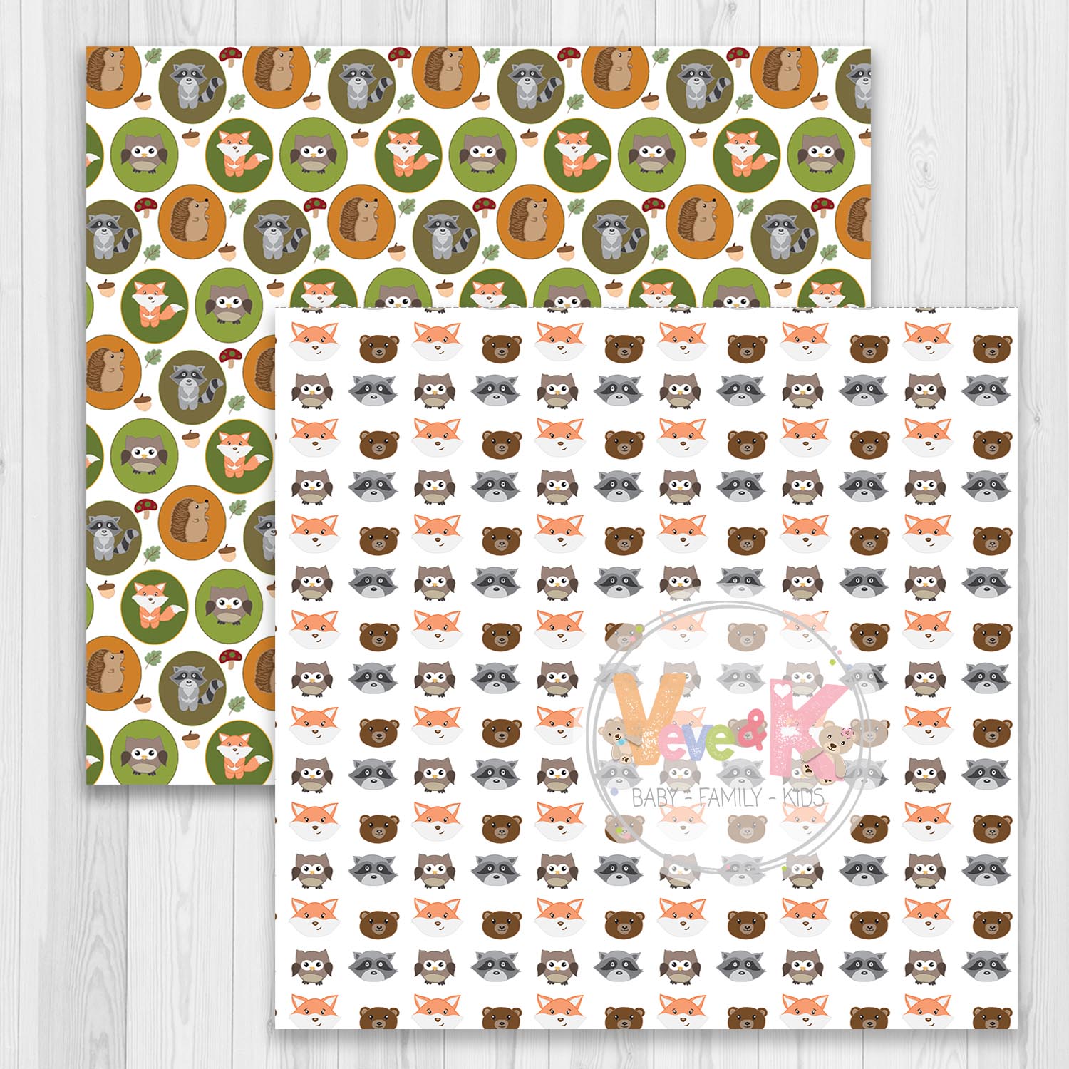 Woodland Animals Digital Papers, Forest Animals Papers, Fox, Deer, Bear ...