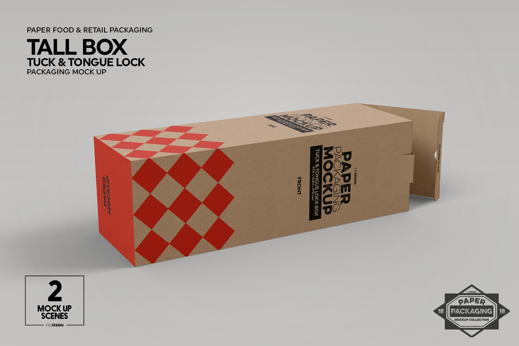 Tall Box Tuck & Tongue Lock Packaging Mockup (352204) | Branding ...