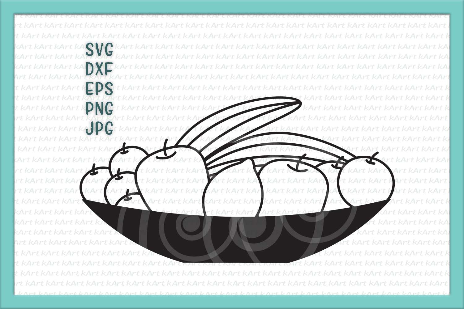 Bowl with fruits colored layered svg dxf png to print cut (52900 ...