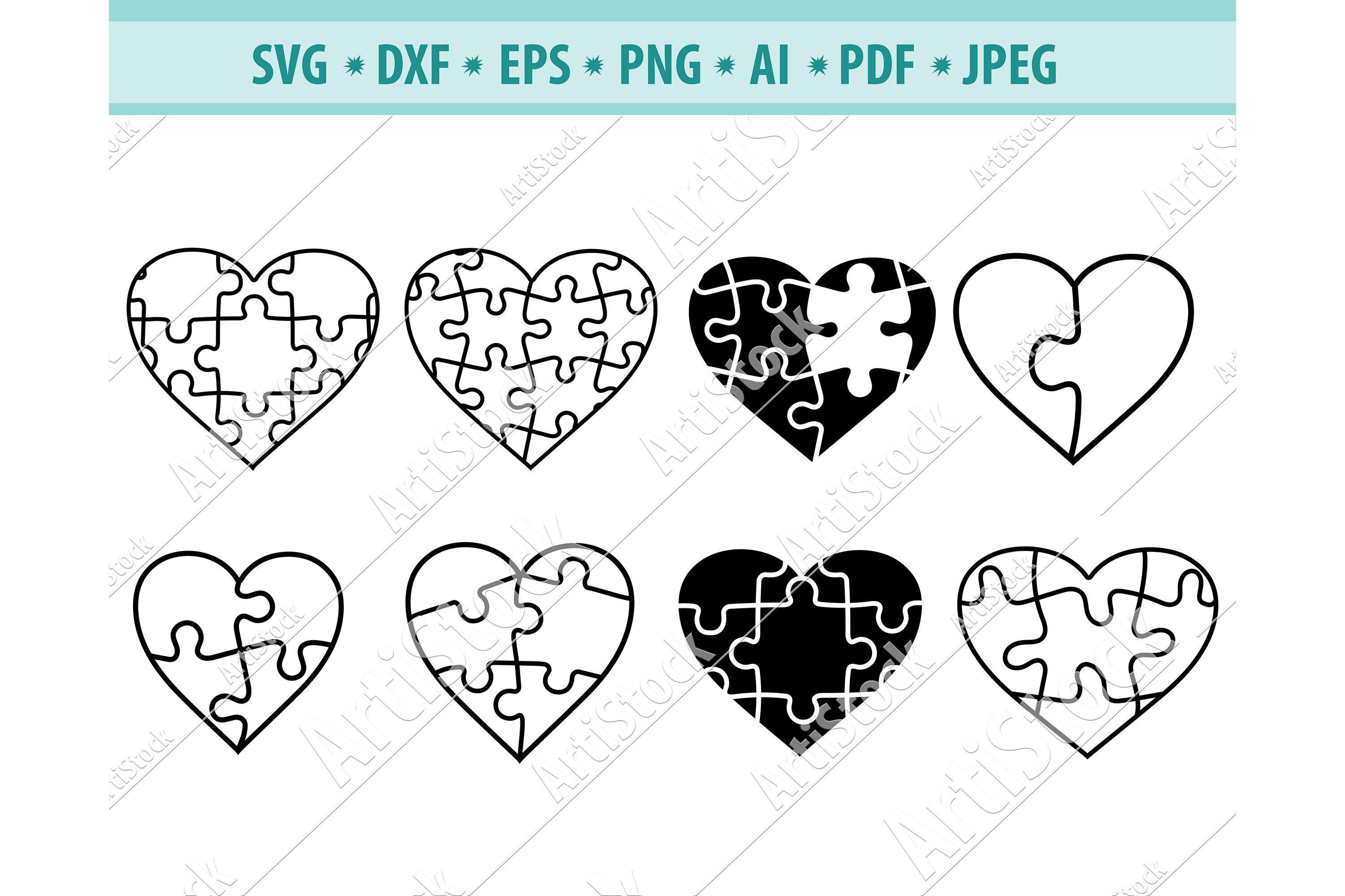 Heart Puzzle Svg Valentine Heart Puzzle SVG Dxf Png Eps 521497 