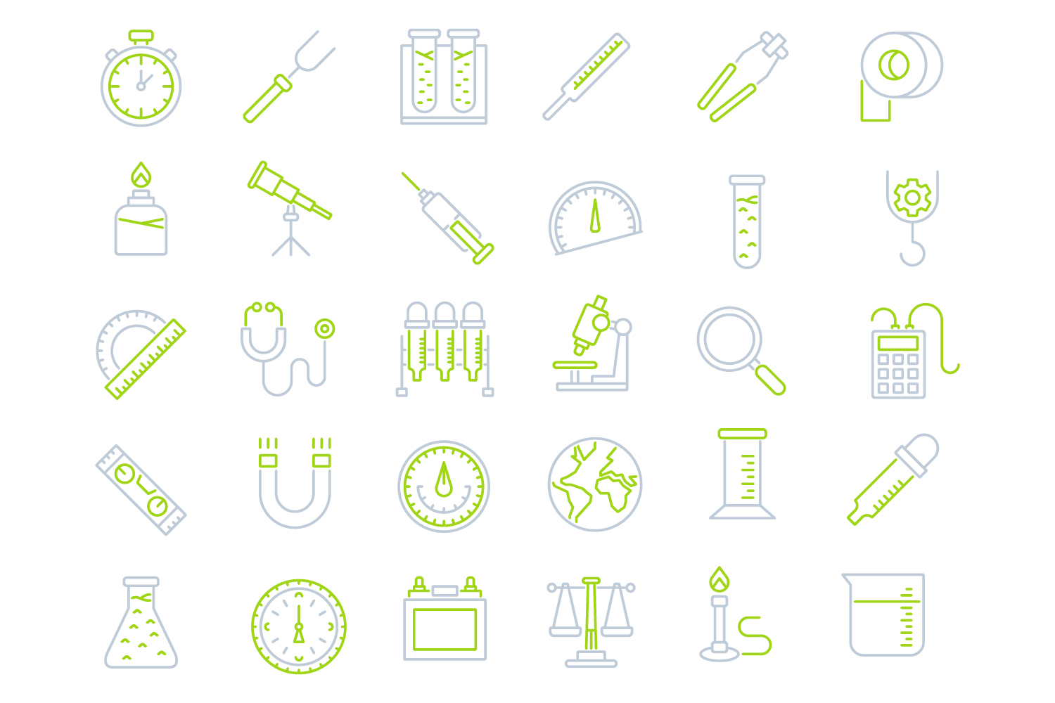Laboratory equipment icons set