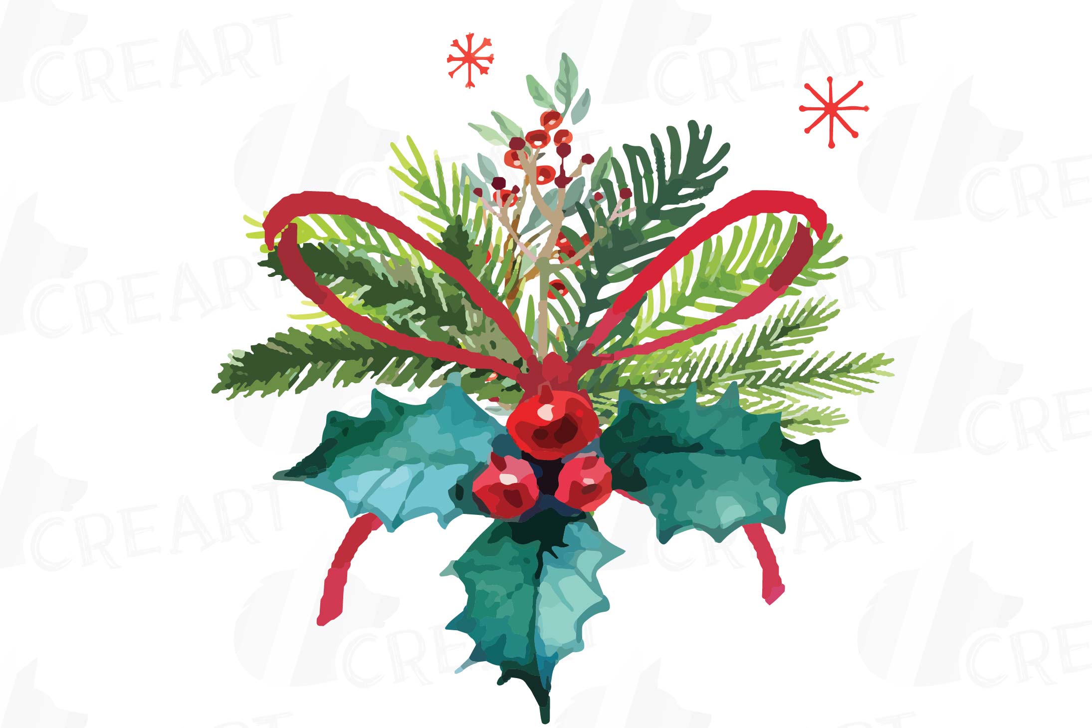 Christmas wreath Clip art, Holiday wreath, watercolor pine wood and ...