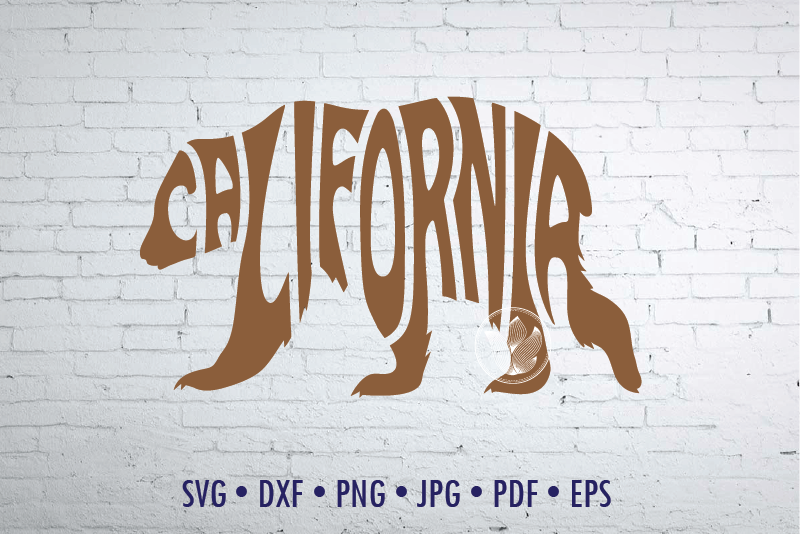 California Word Art design in bear shape Svg Dxf Eps Png Jpg