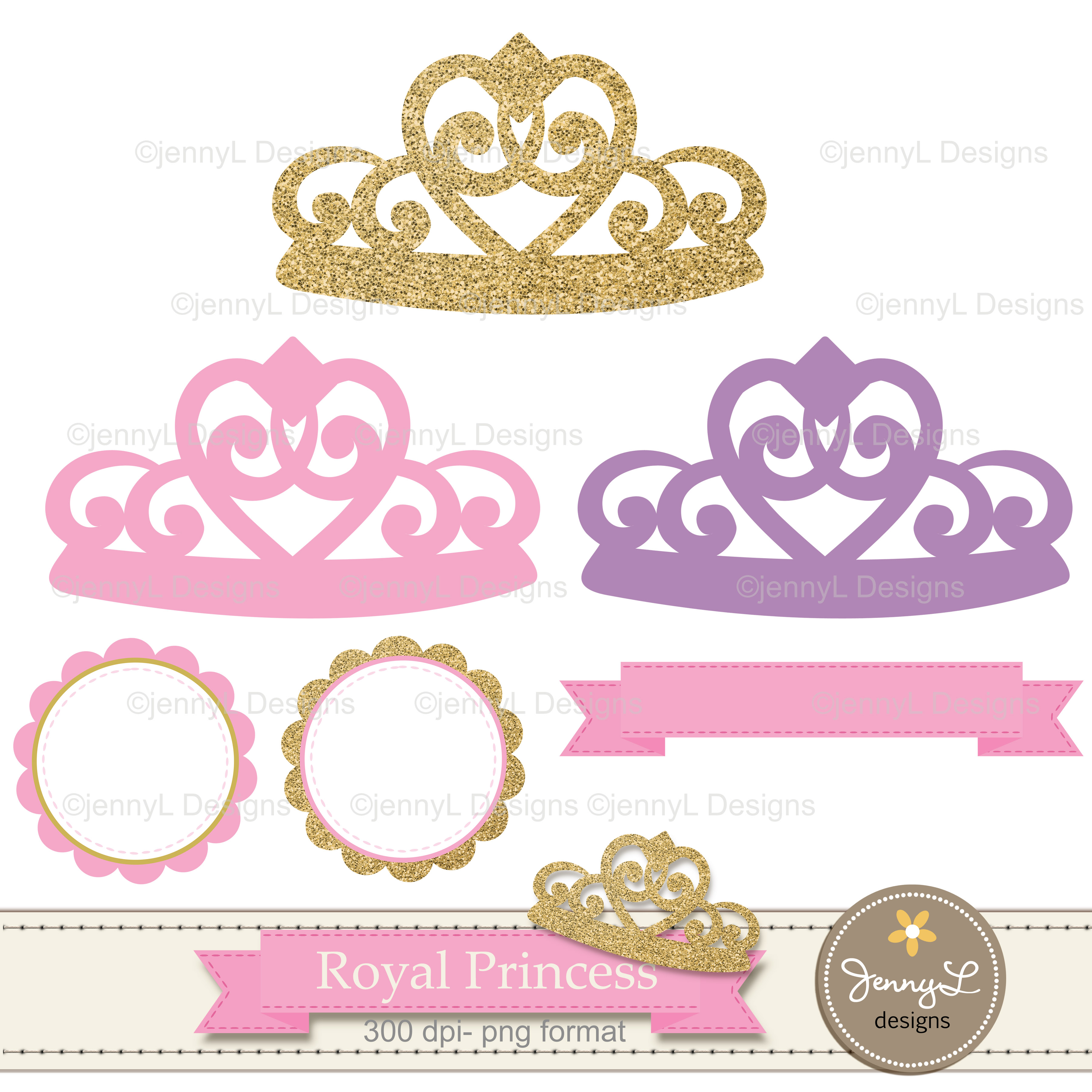 Royal Little Princess Digital papers and Clipart, Gold Crown Baby ...