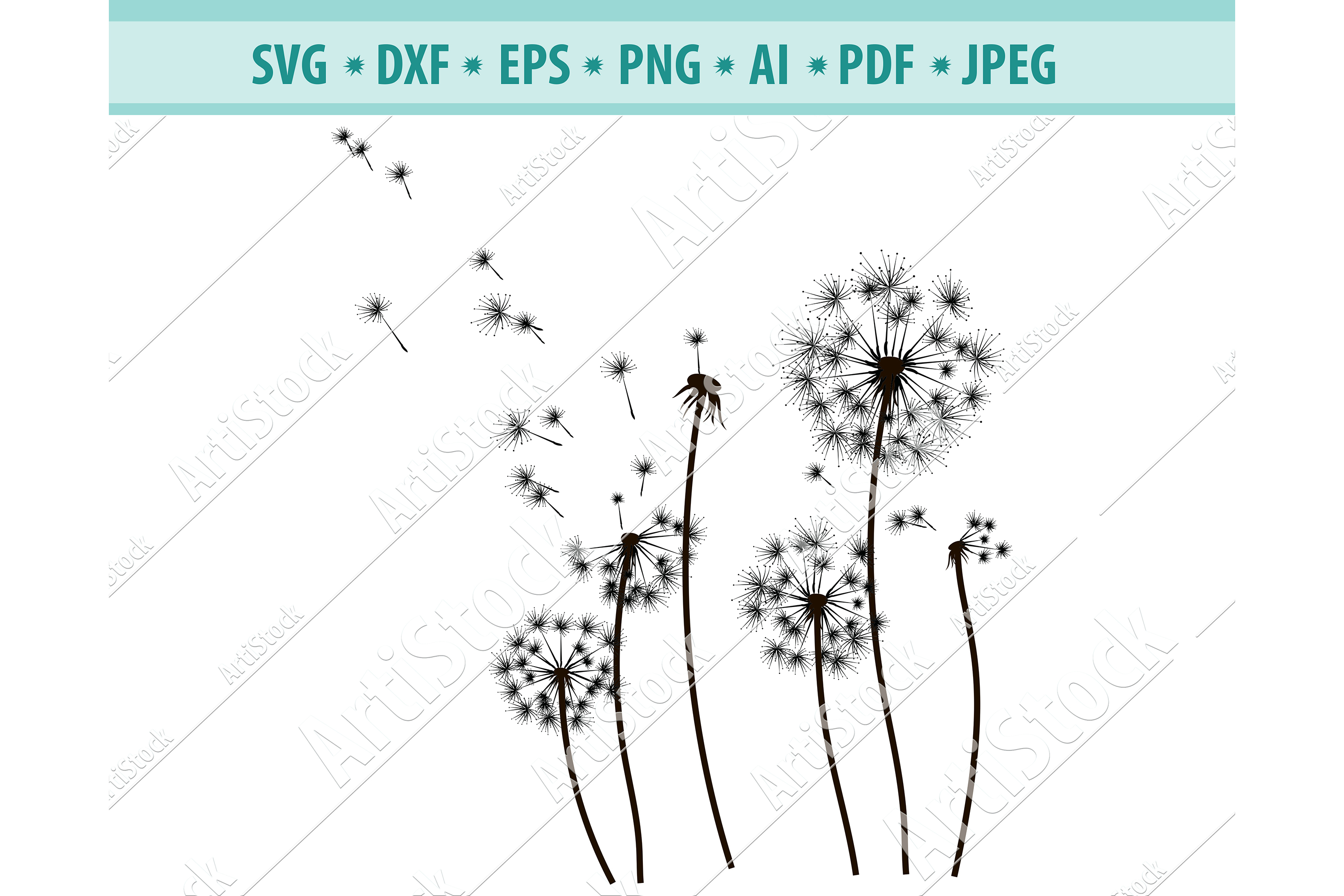 Dandelion Flower svg, Nature Garden Plant svg, Dxf, Png, Eps