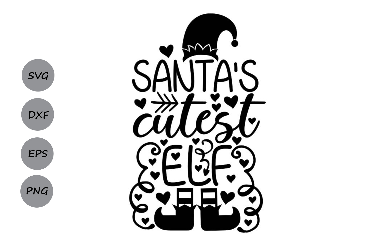Santa's Cutest Elf Svg, Christmas Svg, Santa Svg, Elf Svg.