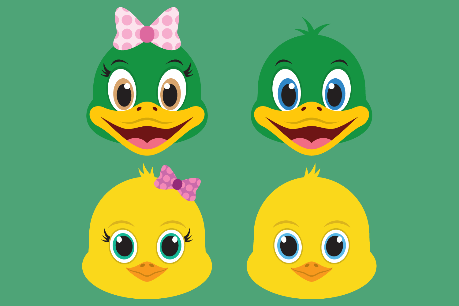 Barnyard Animal Clipart Bundle, Happy Faces, PNG, JPEG, EPS (378918 ...